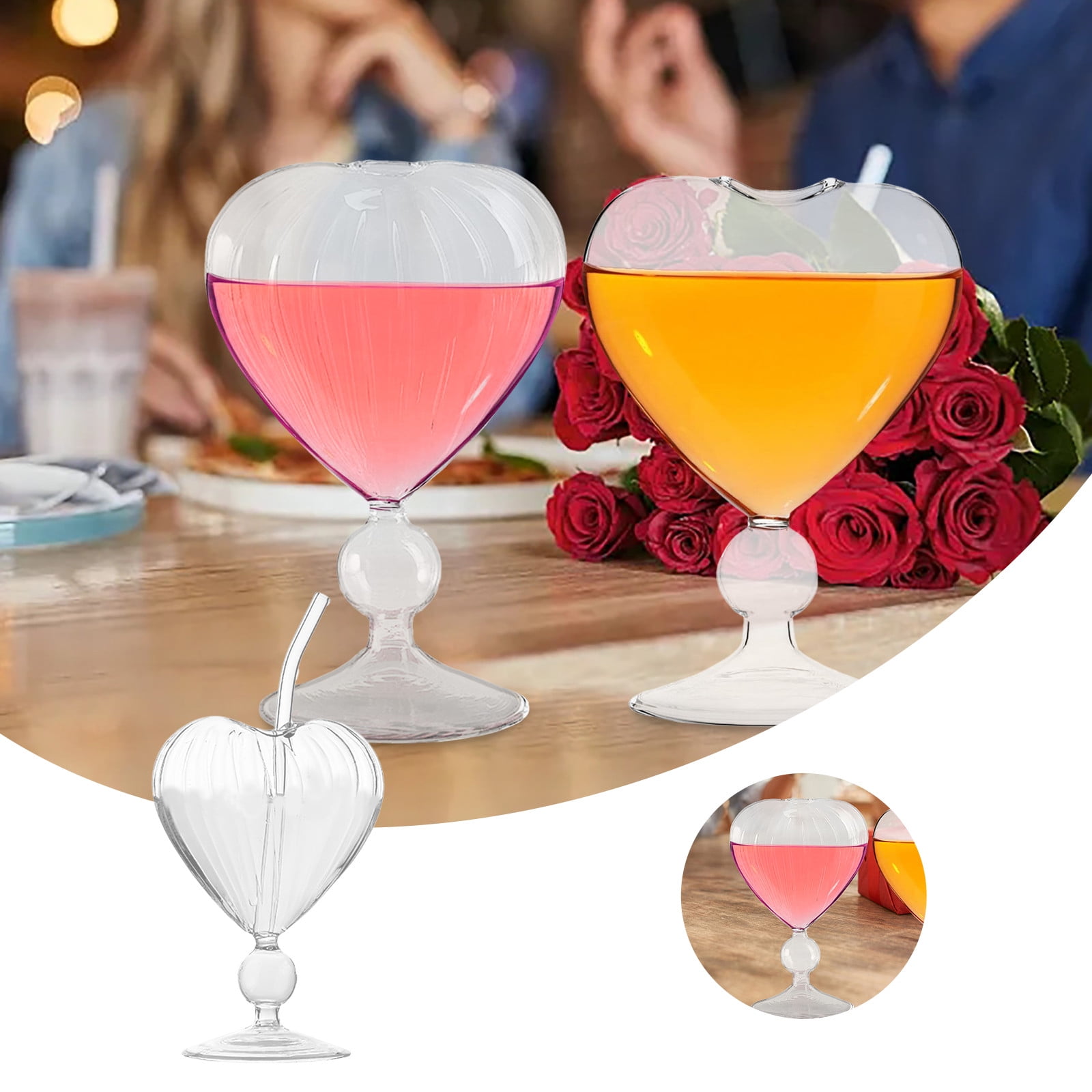 Pandaie Glass Martini Glasses Creative Heart Shaped Club Glassware ...