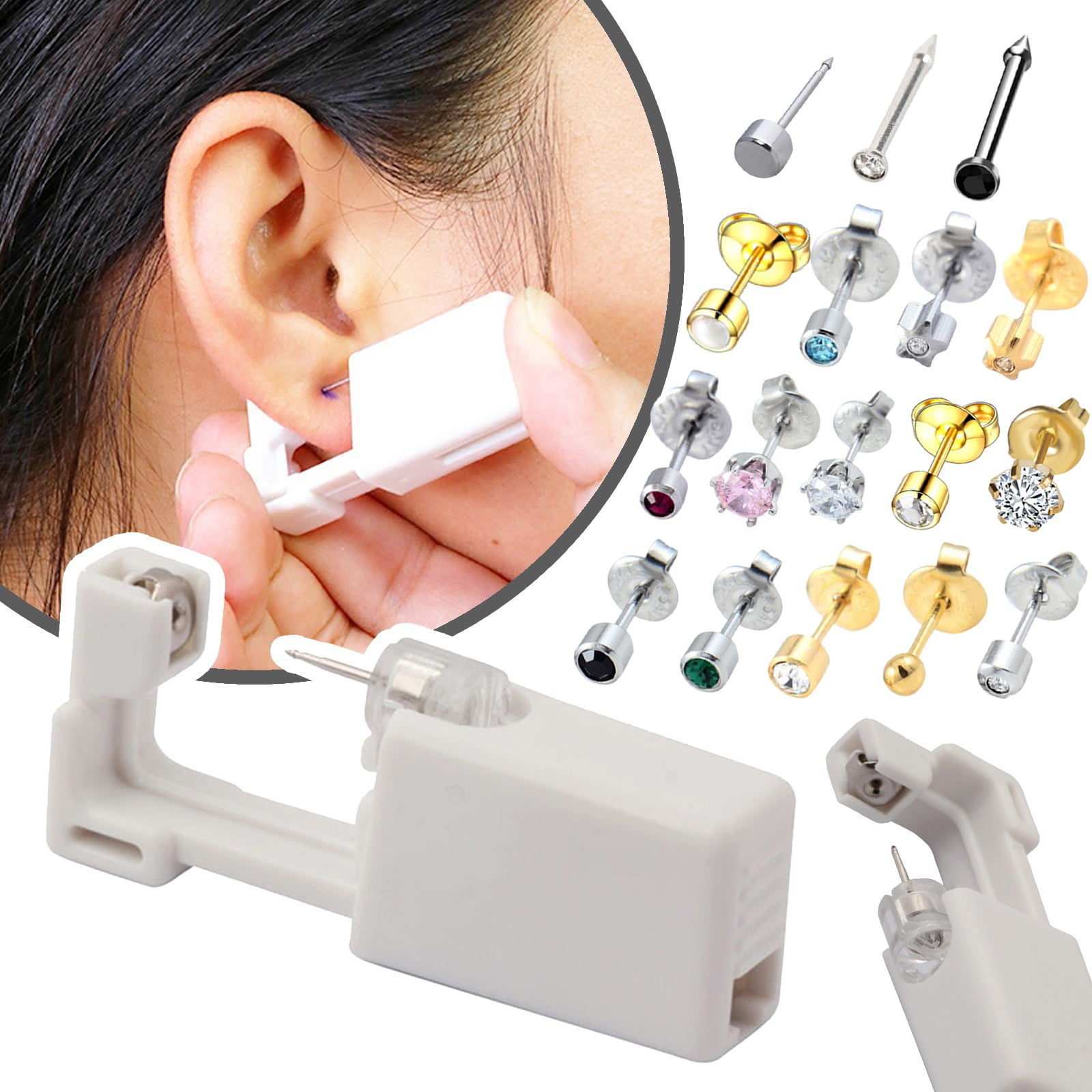 Pandaie Ear Piercing Gun Disposable Sterile Ear Nose Piercing Kit ...