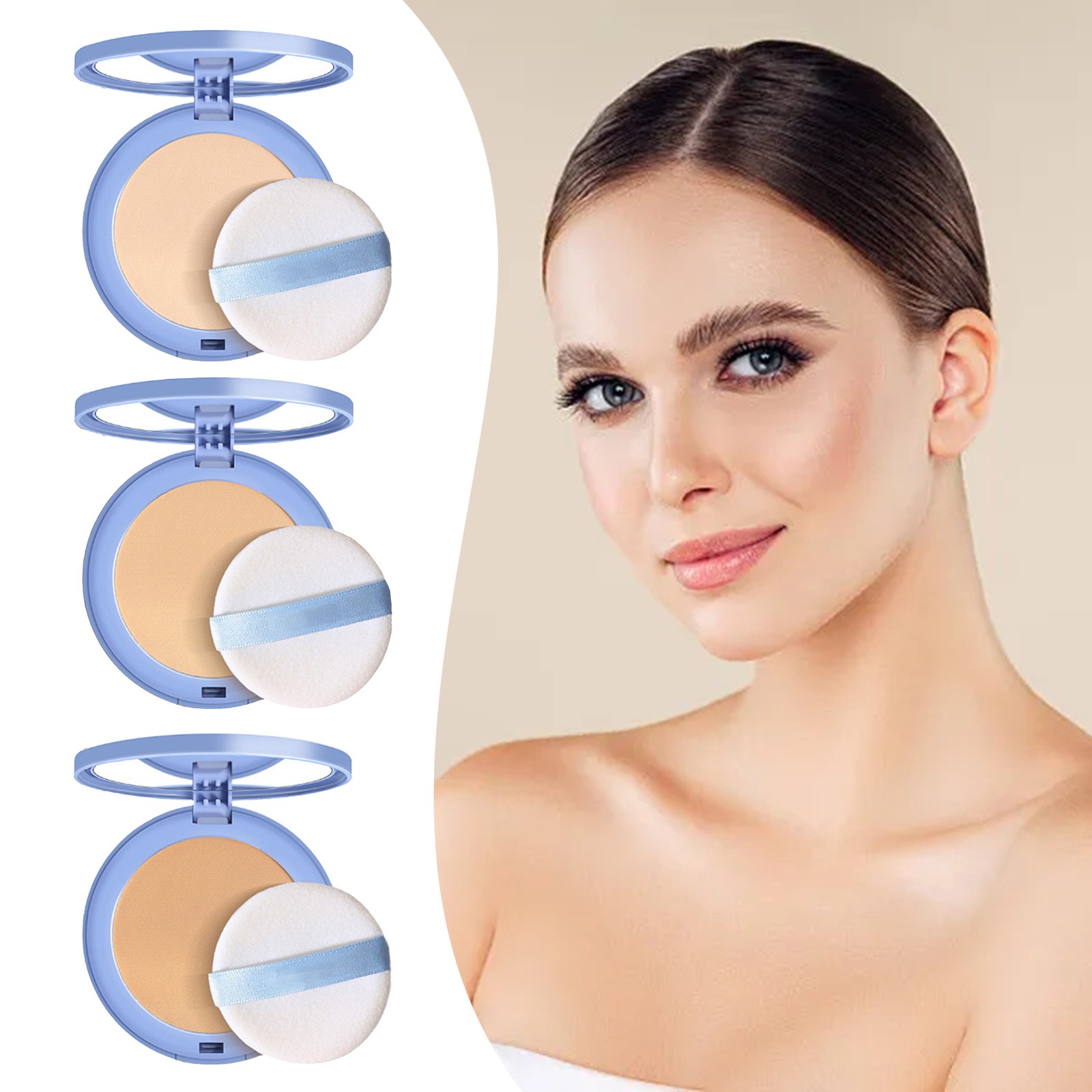 Pandaie Face Pressed Powder Makeup Controls Shine Smooth Fine Lines for Flawless Lightweight ...