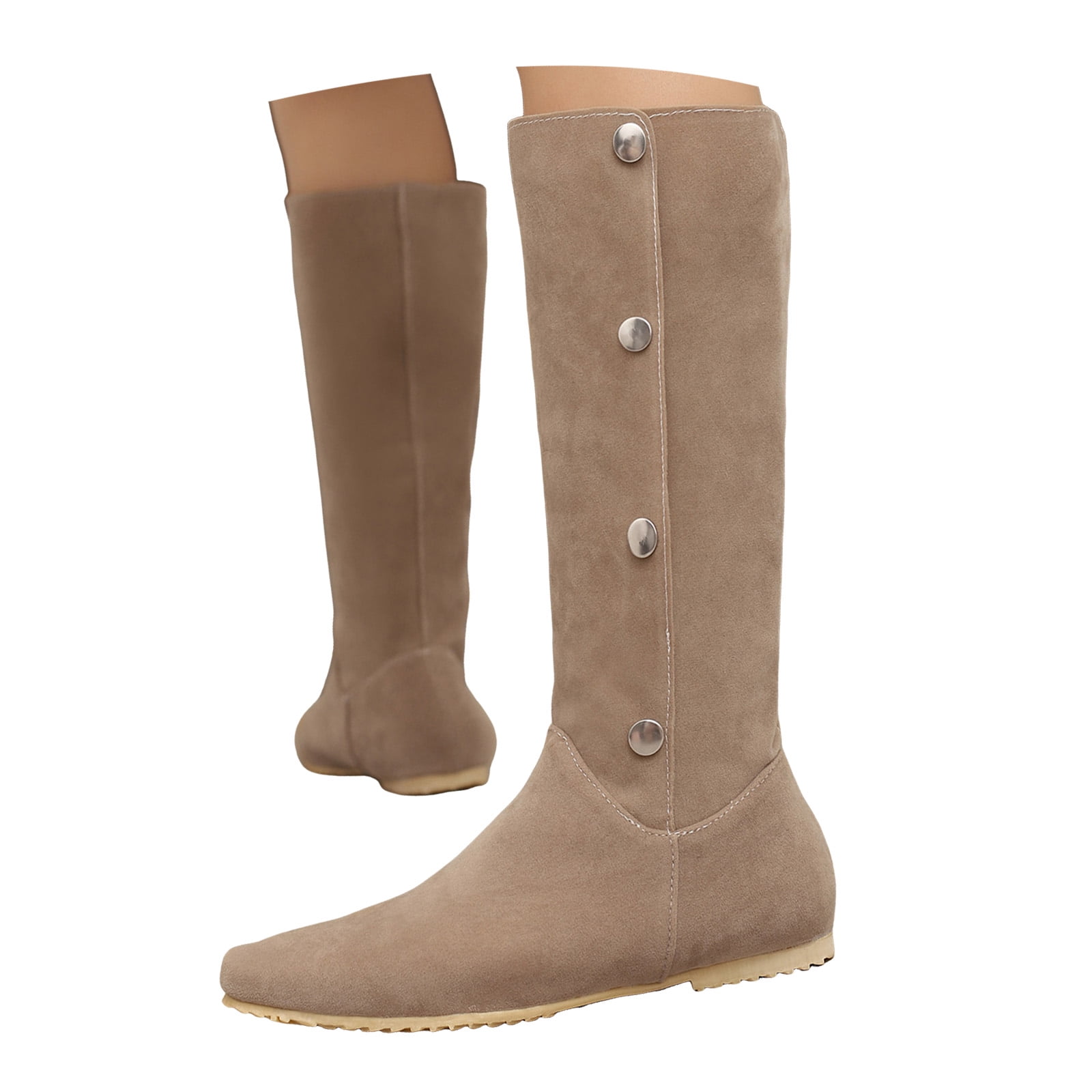 Pandaie Knee High Boots Women Pointed Toe Flat Low Heel Slouch Boot ...