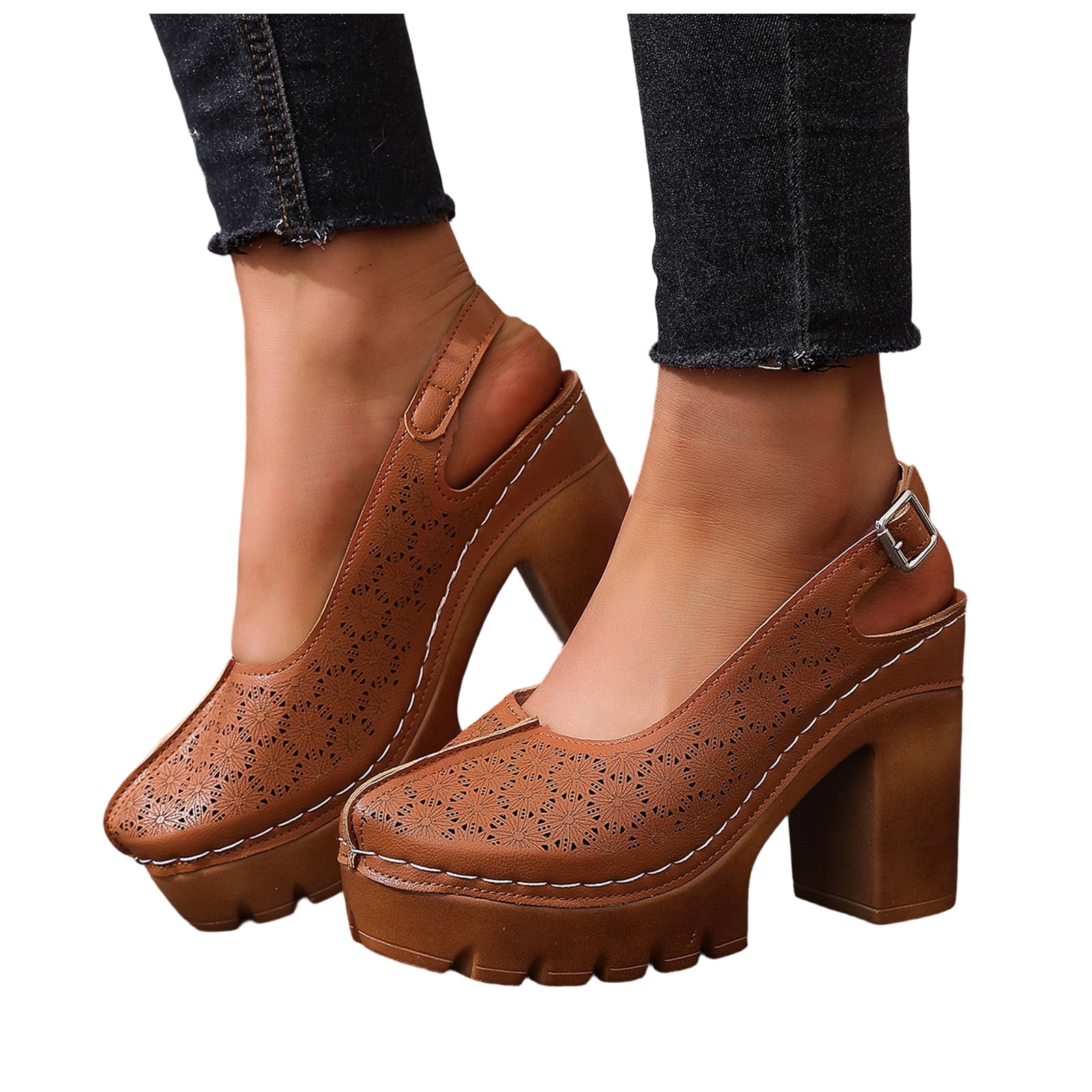 Pandaie Platform Closed Toe Sandals for Women Breathable Orthopedic ...