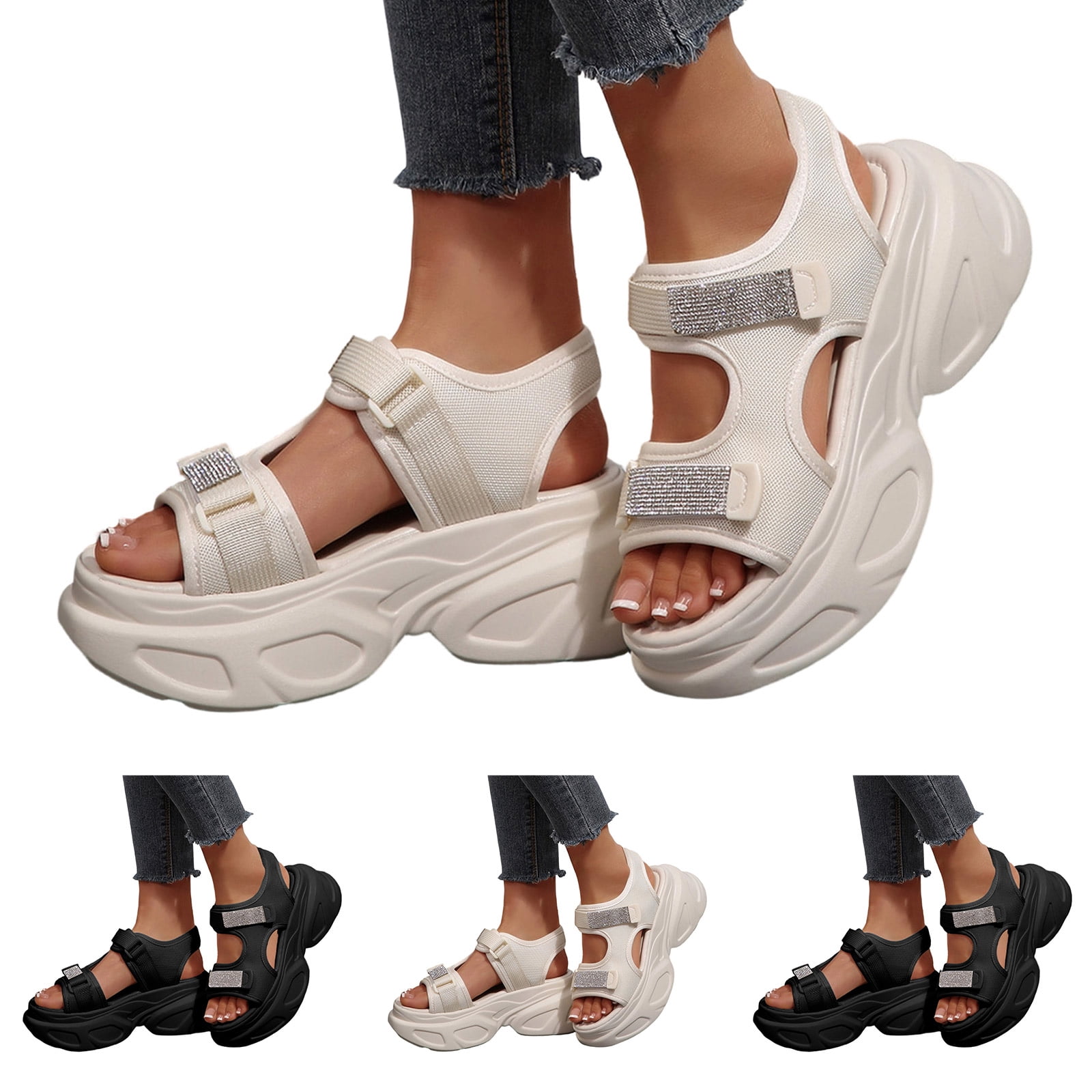 Pandaie Platform Sandals for Women 2026 Chunky Open Toe Orthopedic ...