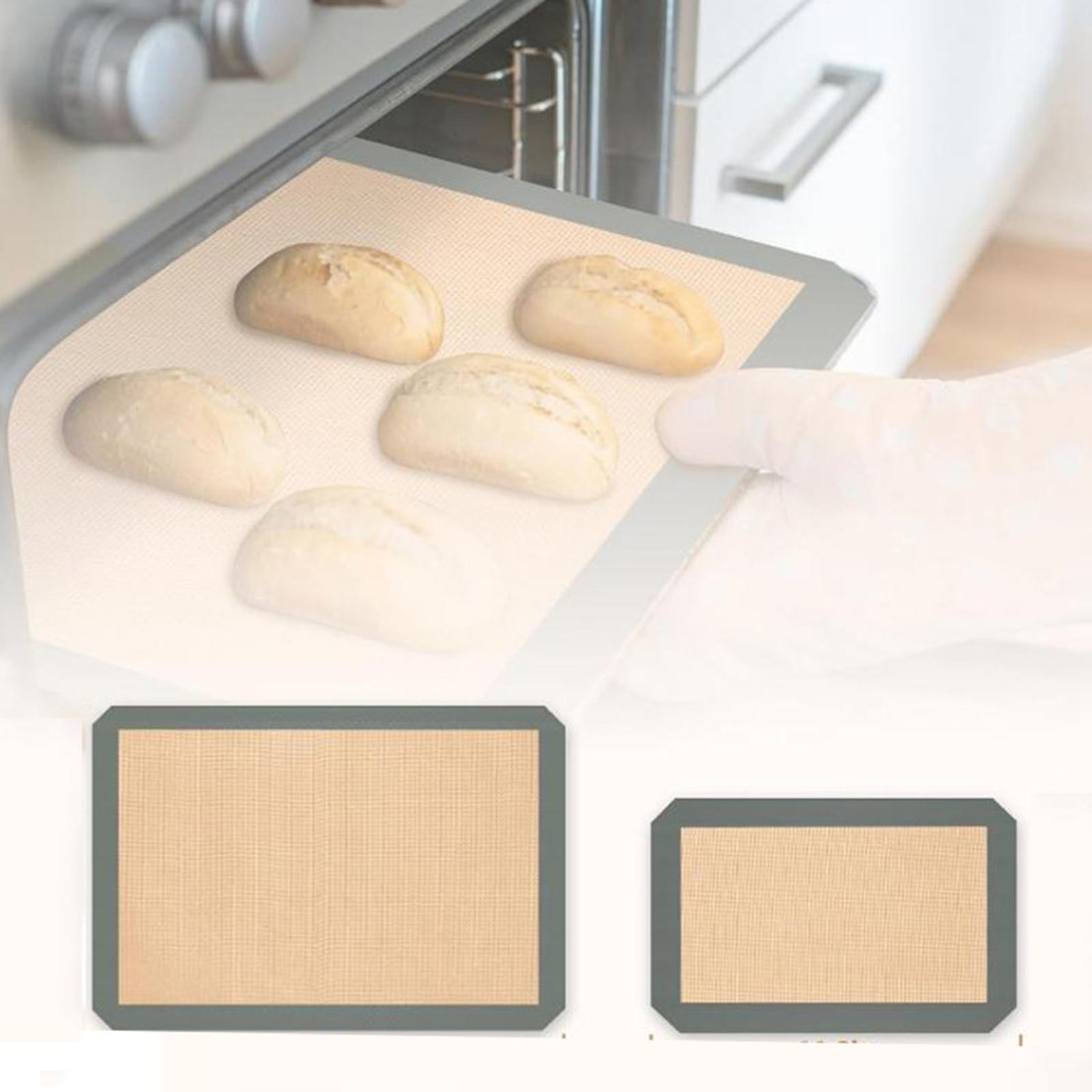 Pandaie Rectangular Silicone Non-Stick Reusable Food Safe Baking Mat Oven Baking Sheet Making ...