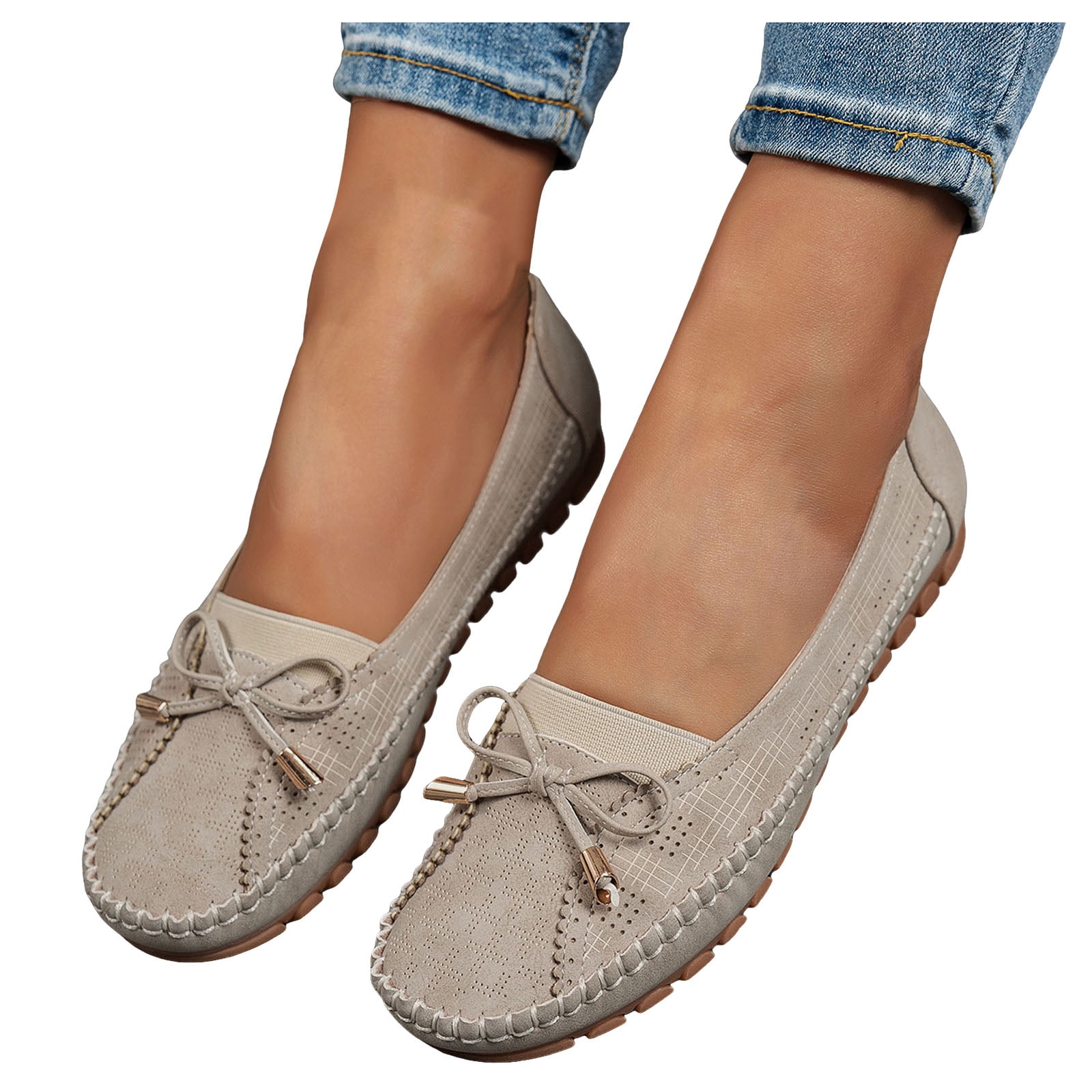Pandaie Women's Orthopedic Leather Loafers Comfortable Casual Slip on ...