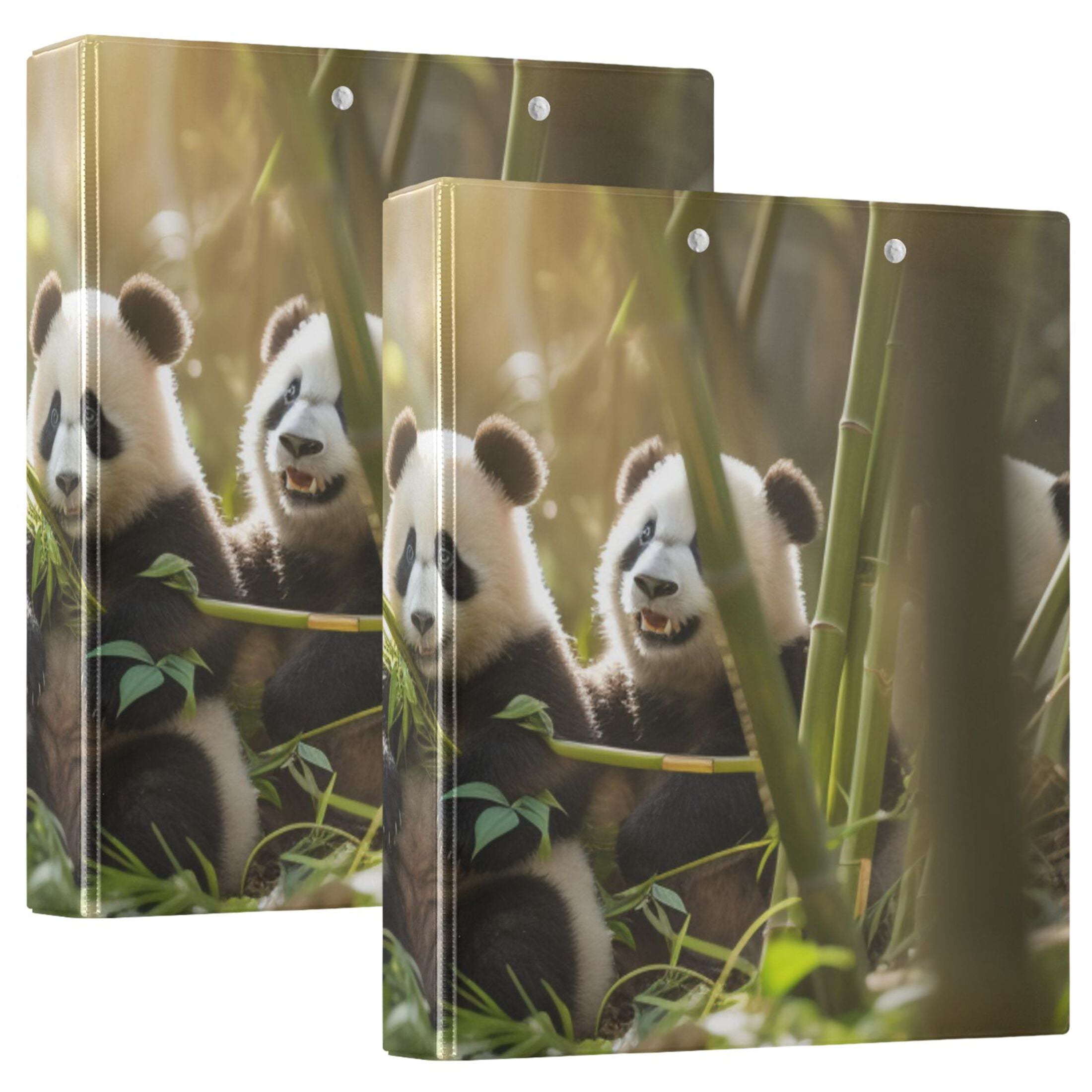 Pandas Bamboo Leaves Sunlight 3 Ring Binders 1.5 inch Hardcover File ...