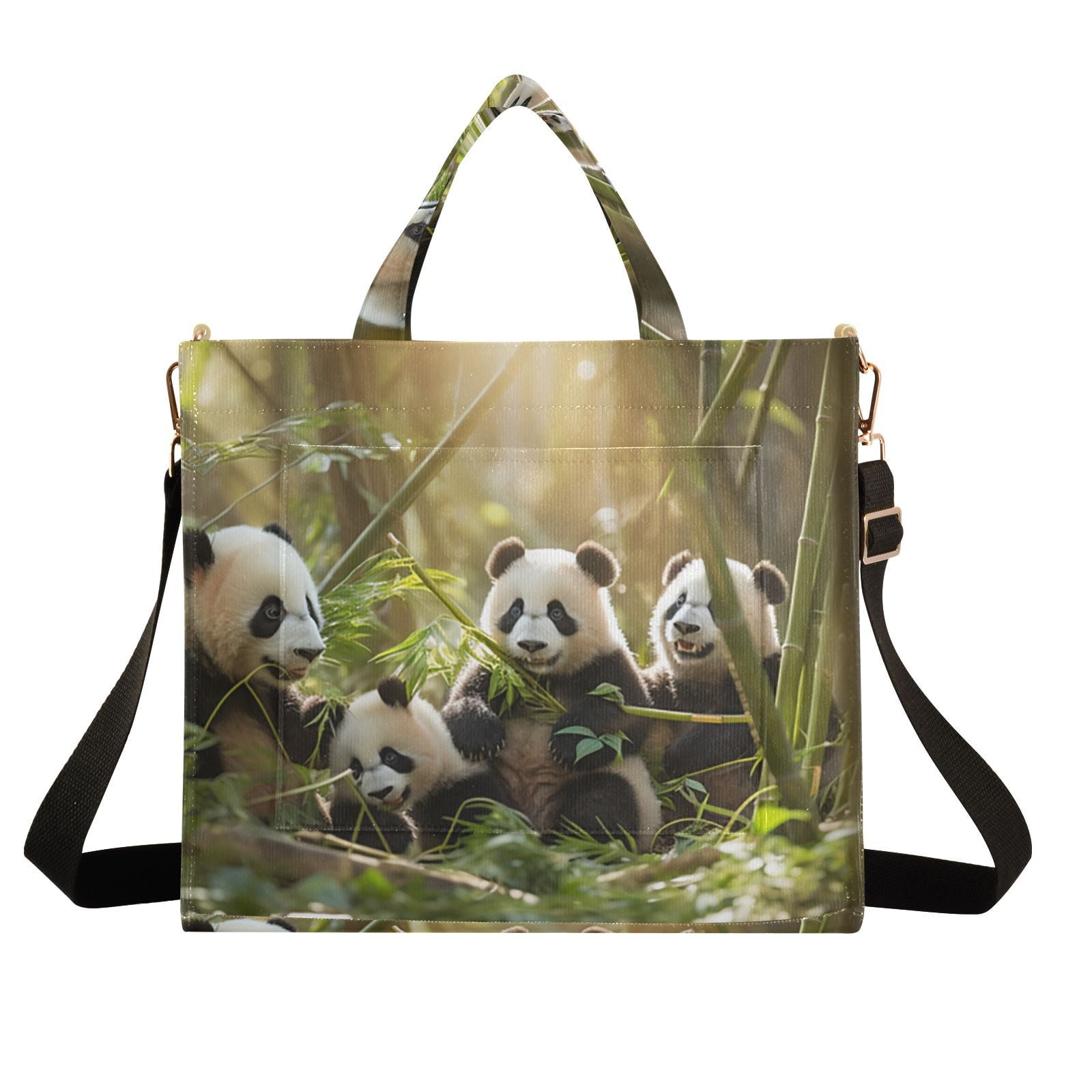 Pandas Bamboo Leaves Sunlight Corduroy Tote Bag Handbag Large Messenger ...