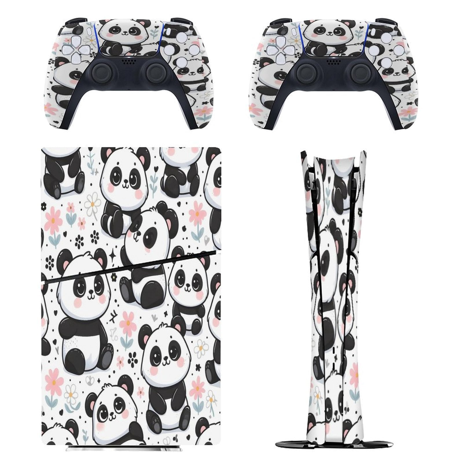 Pandas, Flowers PS5/PS5 Slim Digital Disc Skin Sticker For Console And ...