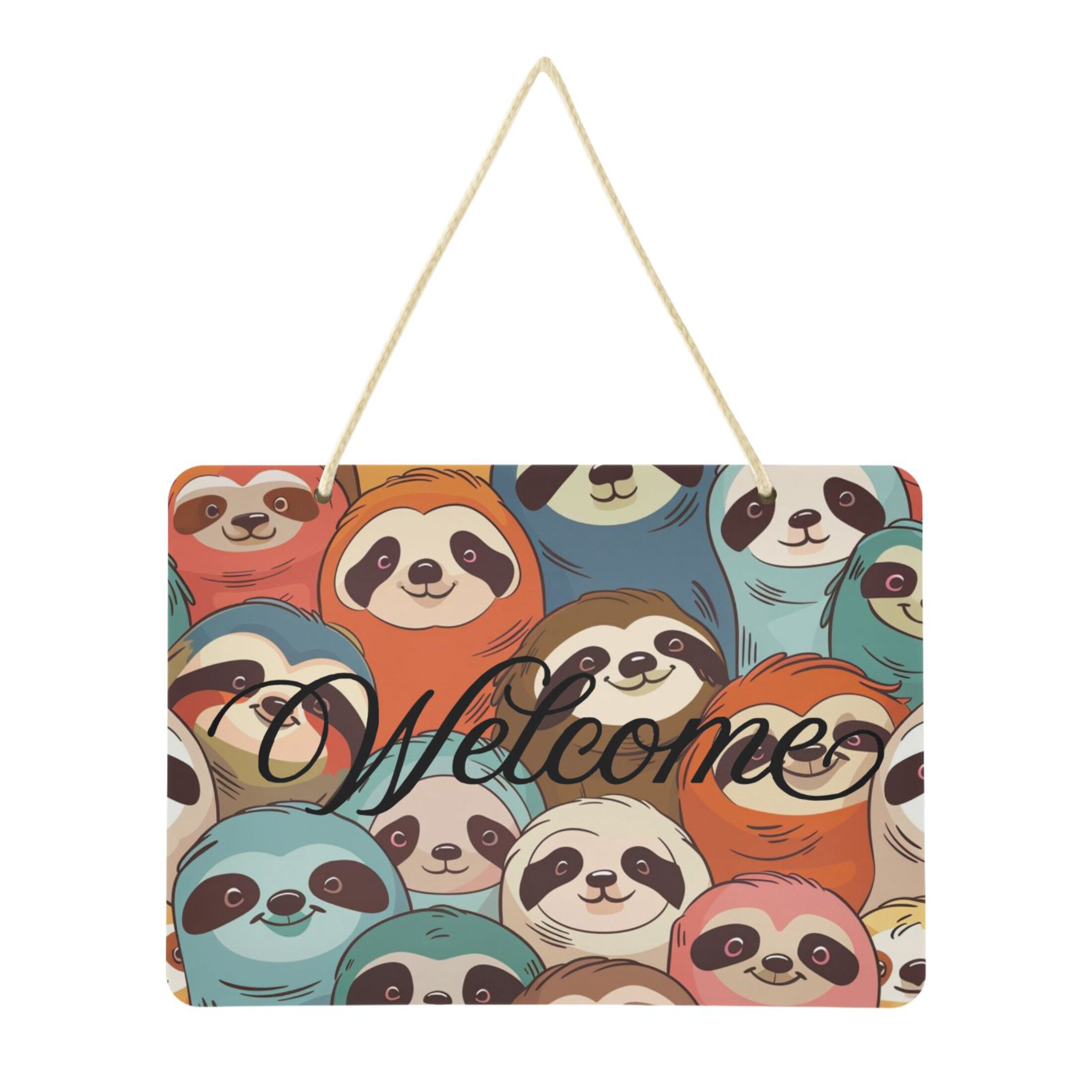 Pandas Head Welcome Sign Front Door PVC 14x10 inch Hanger Hello Sign ...