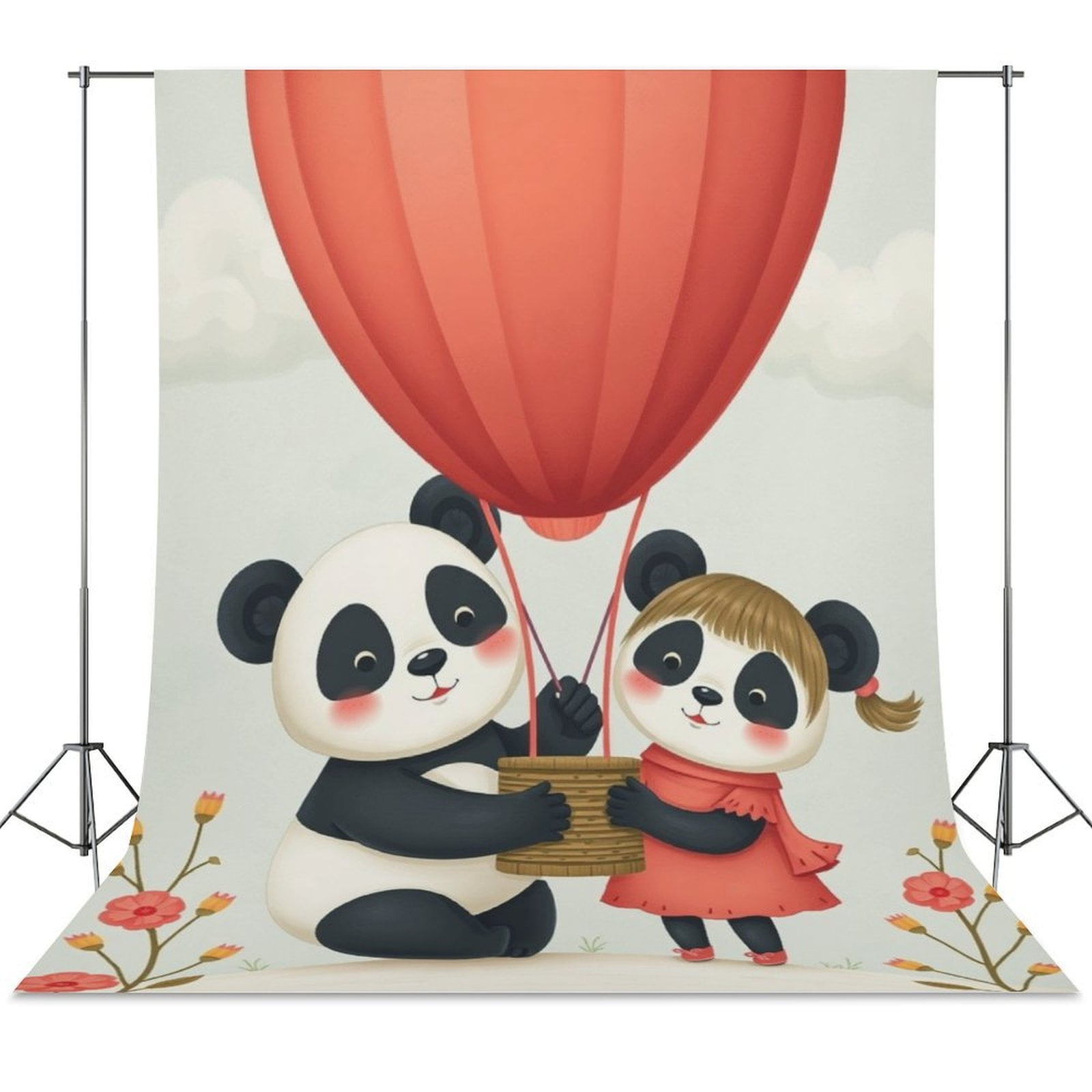 Pandas Hot Air Balloon Backdrop Baby Shower Newborn Portrait Girl Boy ...