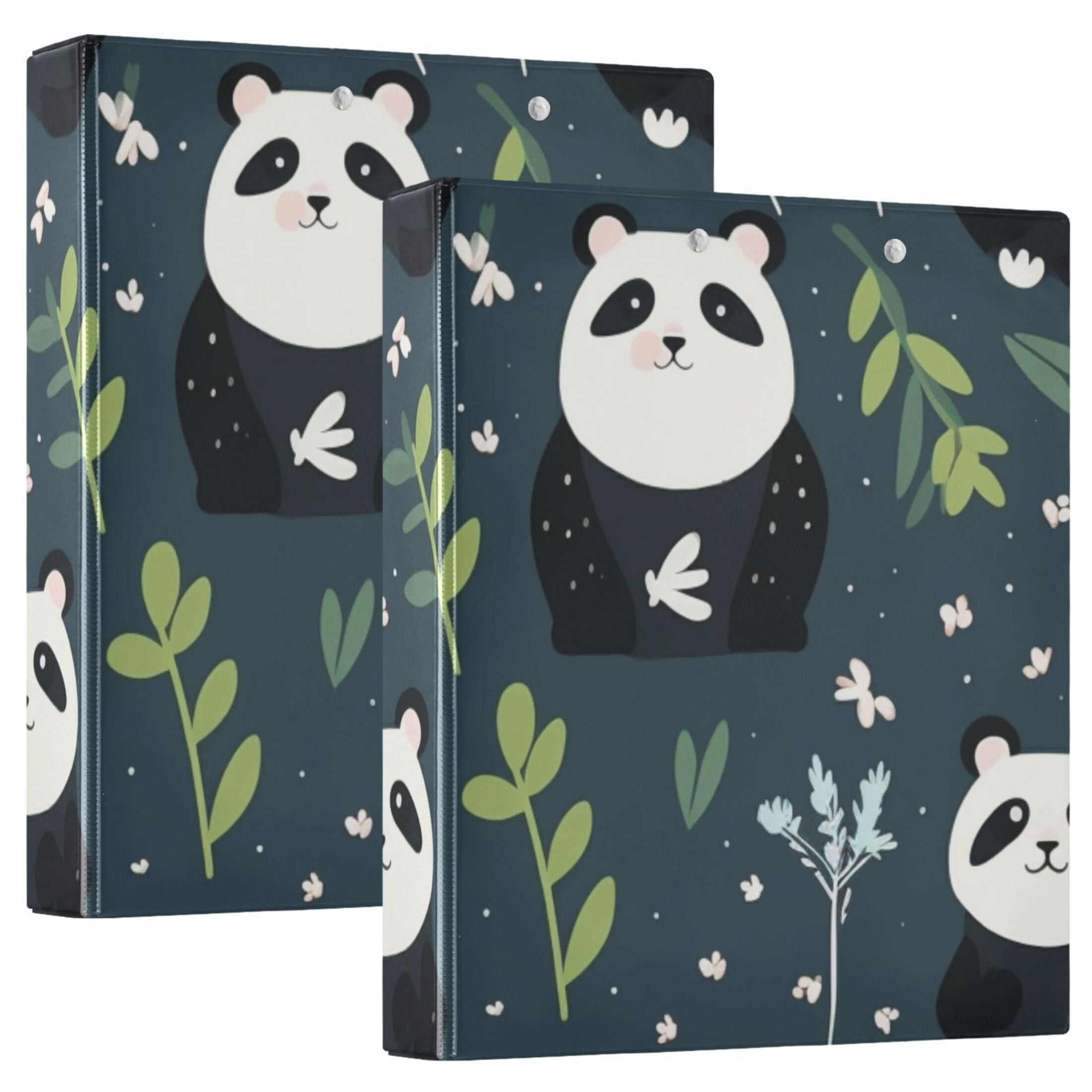 Pandas Leaves 3 Ring Binders 1.5 inch Hardcover File Folders with ...