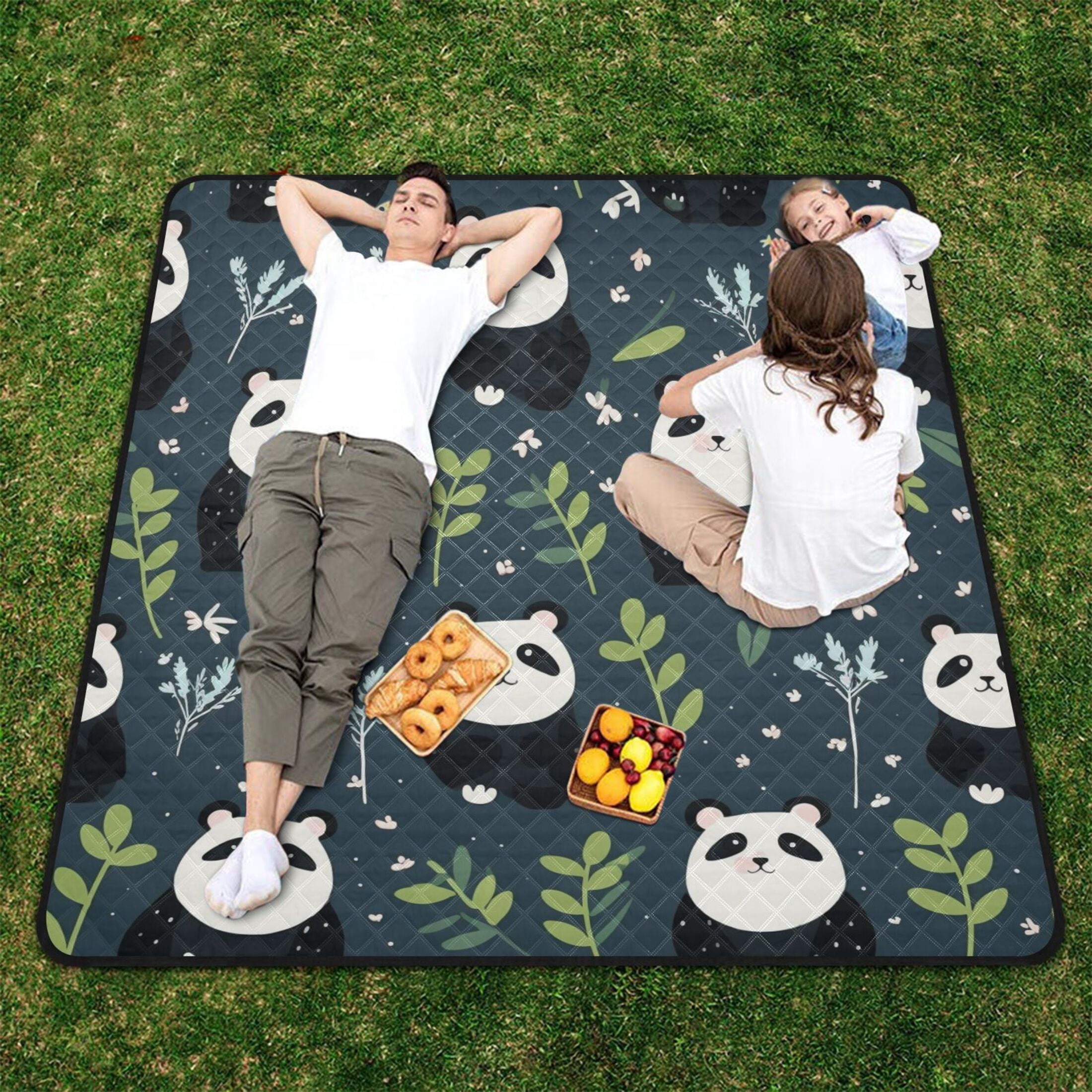 Pandas Leaves Beach Blanket Outdoor Picnic Blanket 78"x 78" Waterproof ...