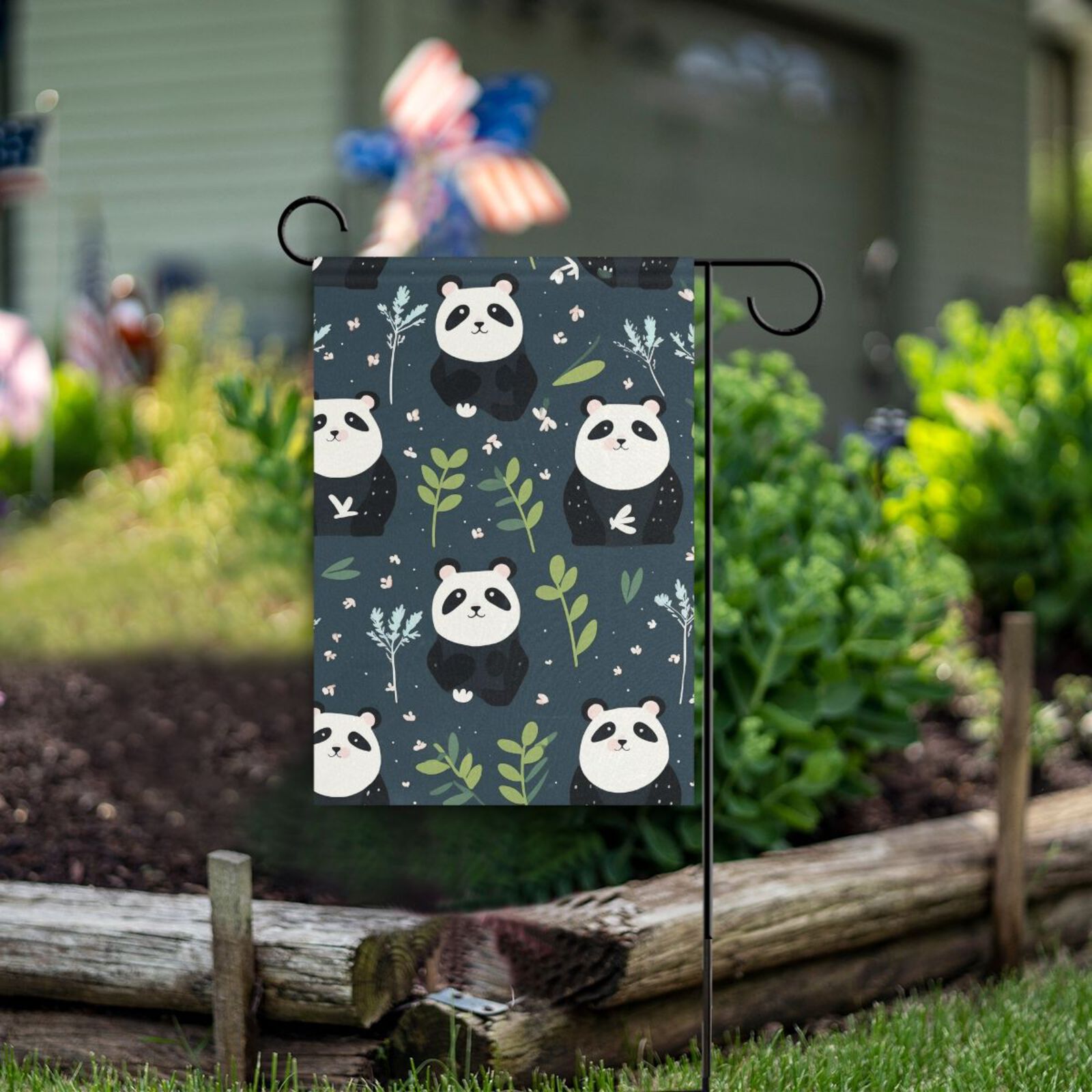 Pandas Leaves Garden Flag Double Sided Outdoor Banners for Courtyard ...