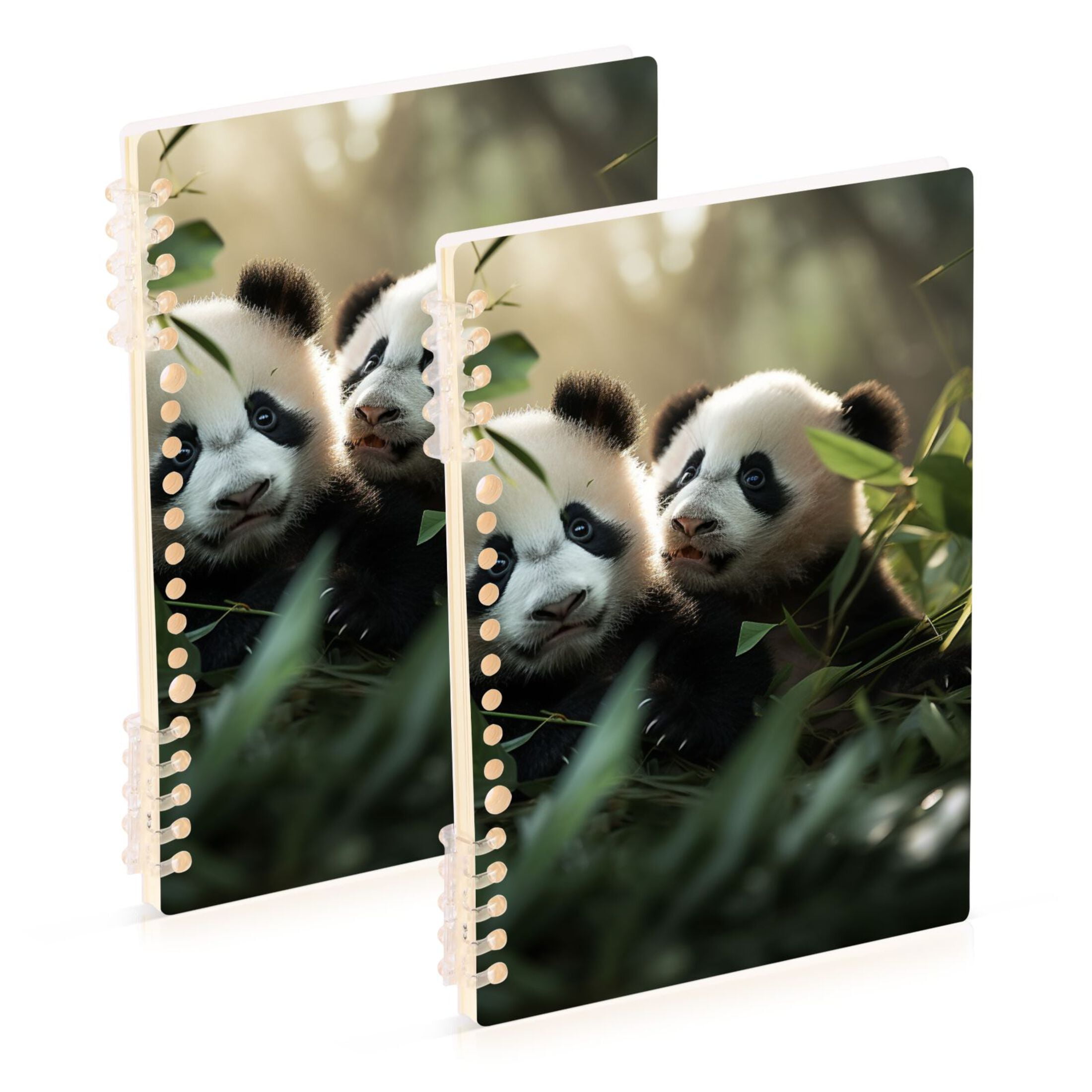 Pandas Leaves Ring Binder Notebook Journey Note Diary College Ruled ...
