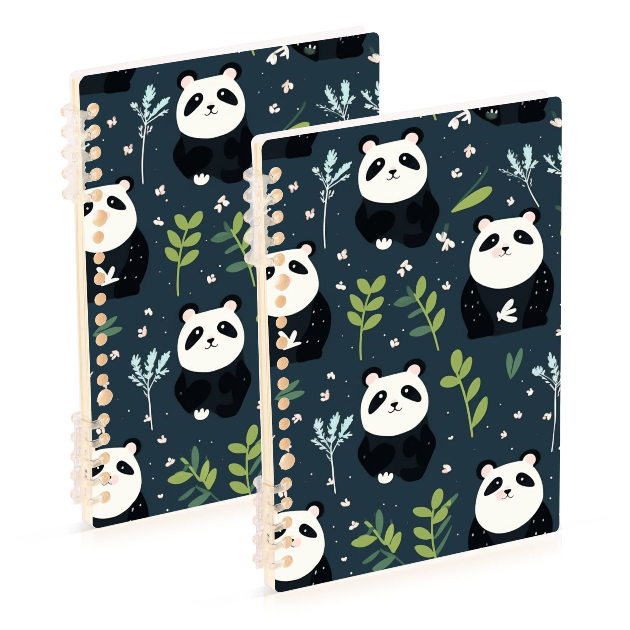 Pandas Leaves Ring Binder Notebook Journey Note Diary College Ruled ...