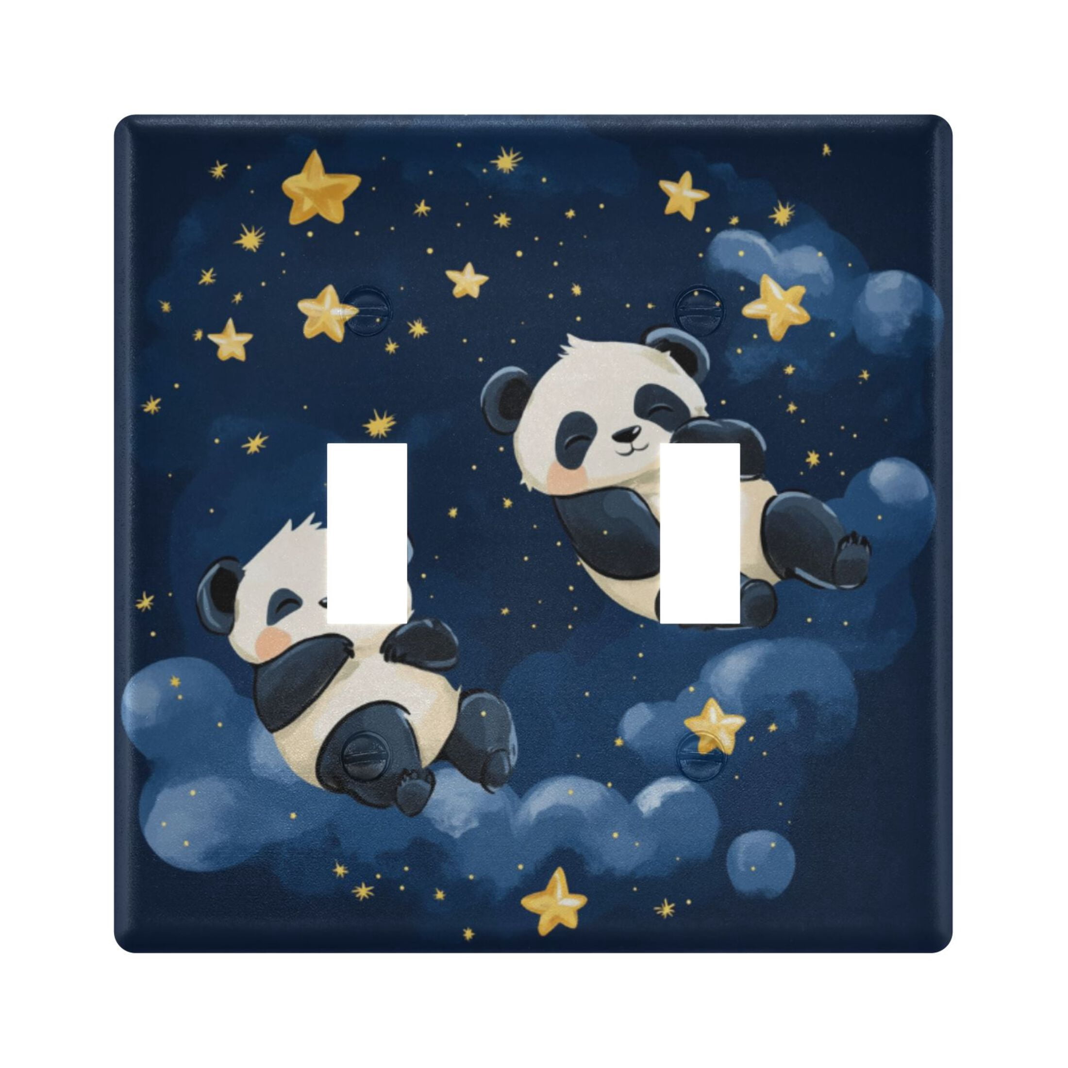 Pandas Sleeping on Clouds Stars Cartoon Light Switch Cover Electrical ...