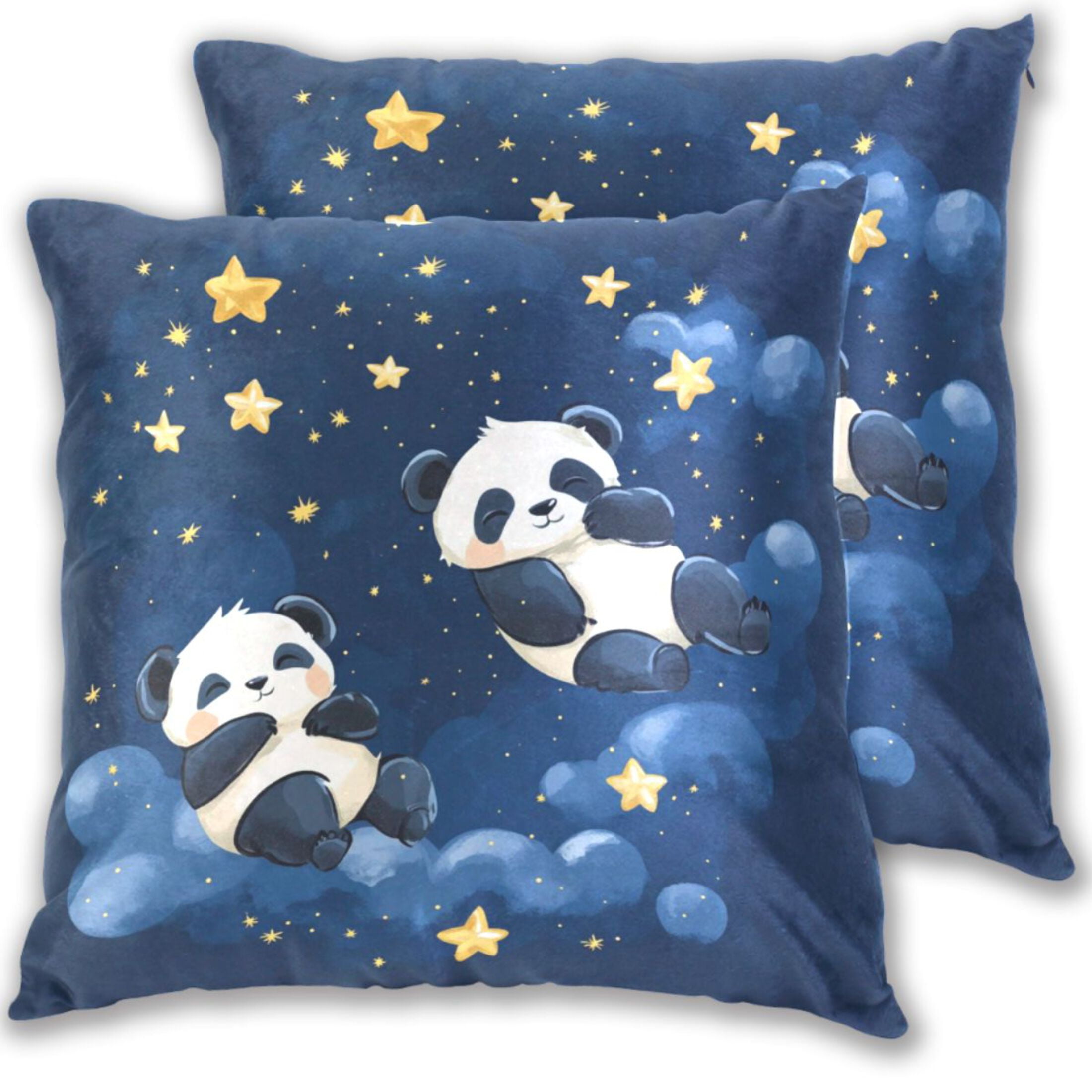 Pandas Sleeping on Clouds Stars Cartoon Throw Pillow Covers Pillowcases 20 x 20 Inch Home Decor ...
