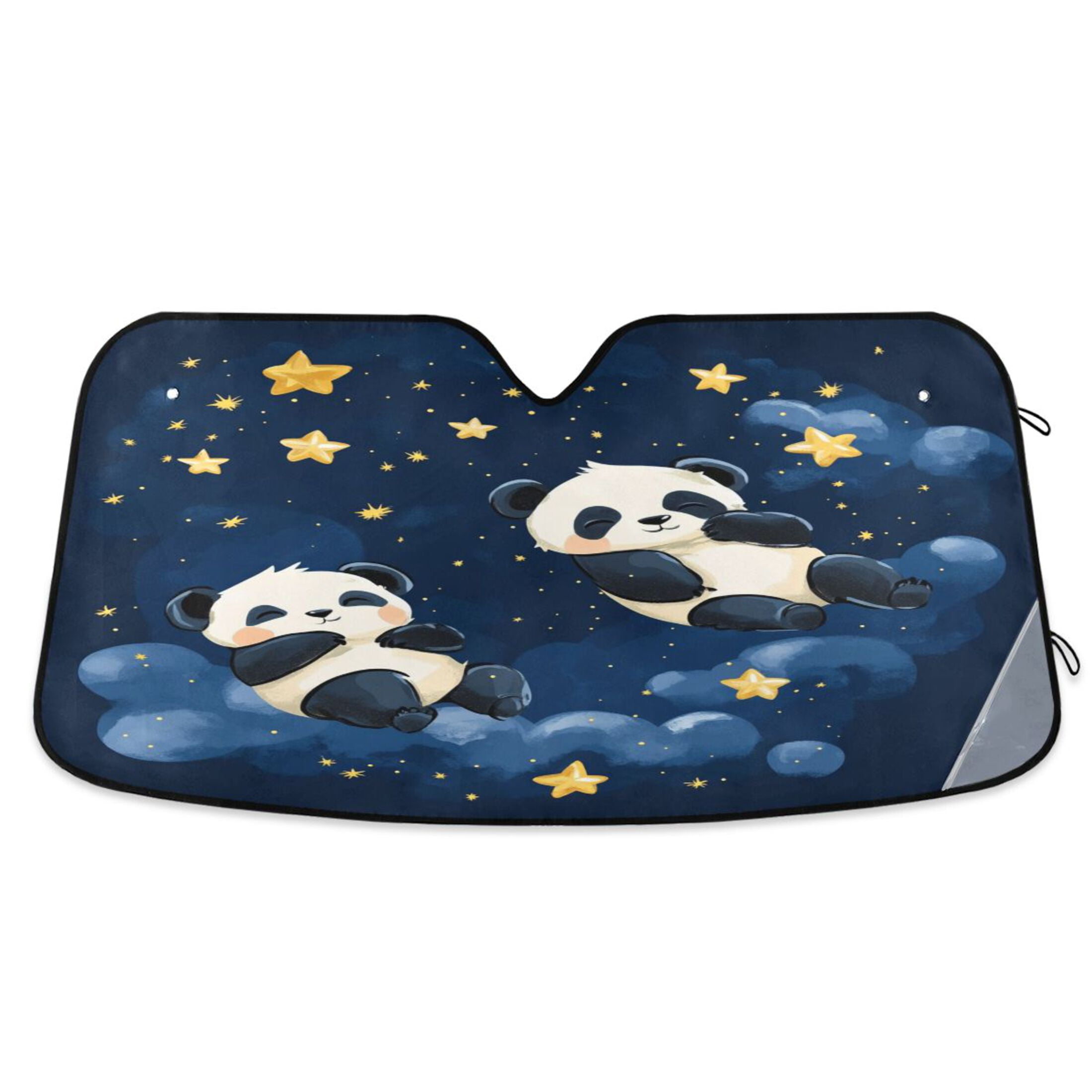 Pandas Sleeping on Clouds Stars Cartoon Windshield Sun Shade Automobile ...