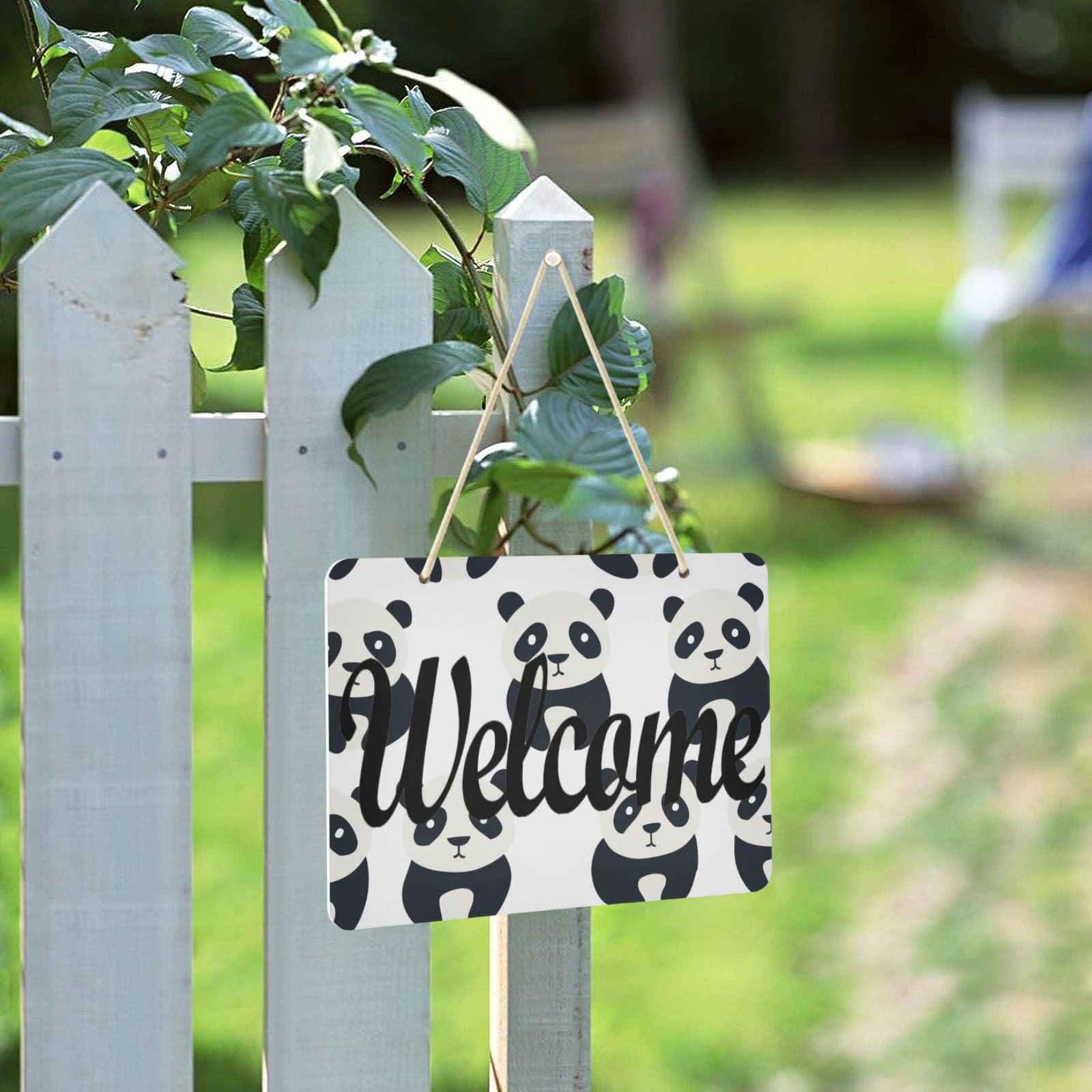 Pandas Welcome Sign for Front Door Porch Wreath Door Sign Home ...
