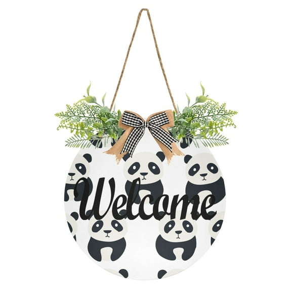 Pandas Welcome Sign for Front Door Wreath Door Sign for Farmhouse Porch ...