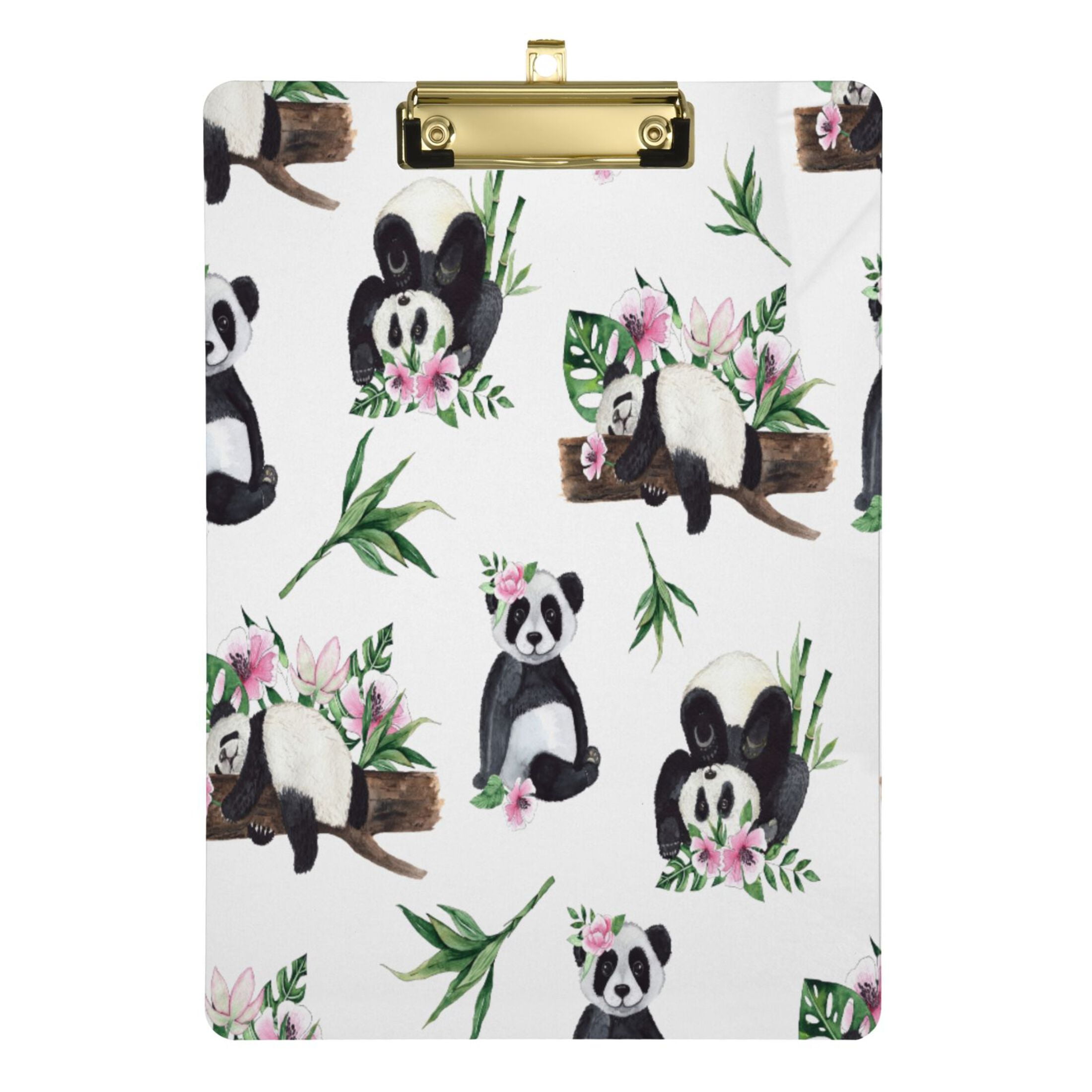 Pandas and Tropical Flowers Acrylic Clipboards A4 Standard Letter Size ...