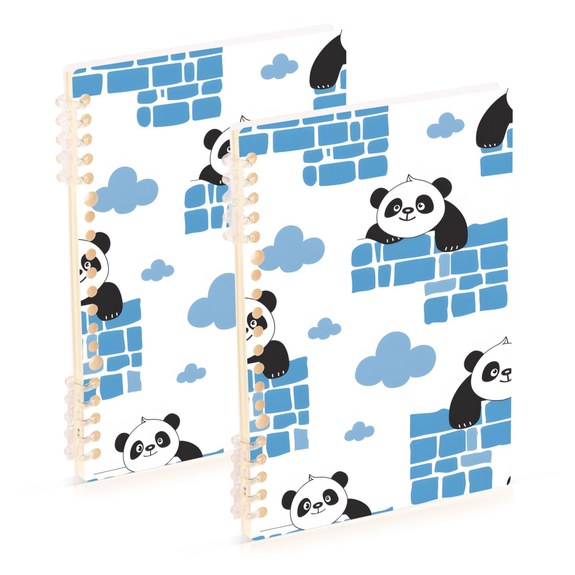 Pandas in Walls Clouds Ring Binder Notebook Journey Note Diary College ...