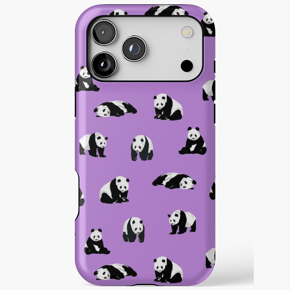 Pandas on Purple Background Cute Design For iPhone 11-17 Pro Max Phone ...