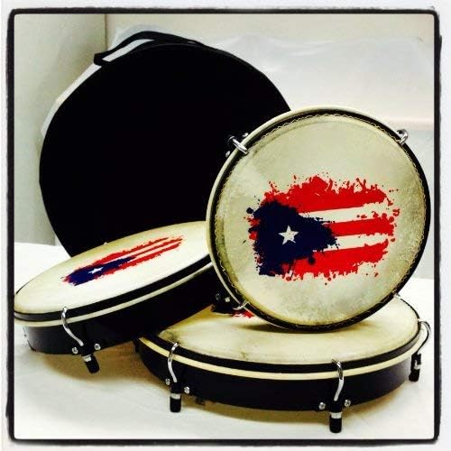 Panderos - Set of 3 PVC Hand Drums with Blue Flag of Puerto Rico ...