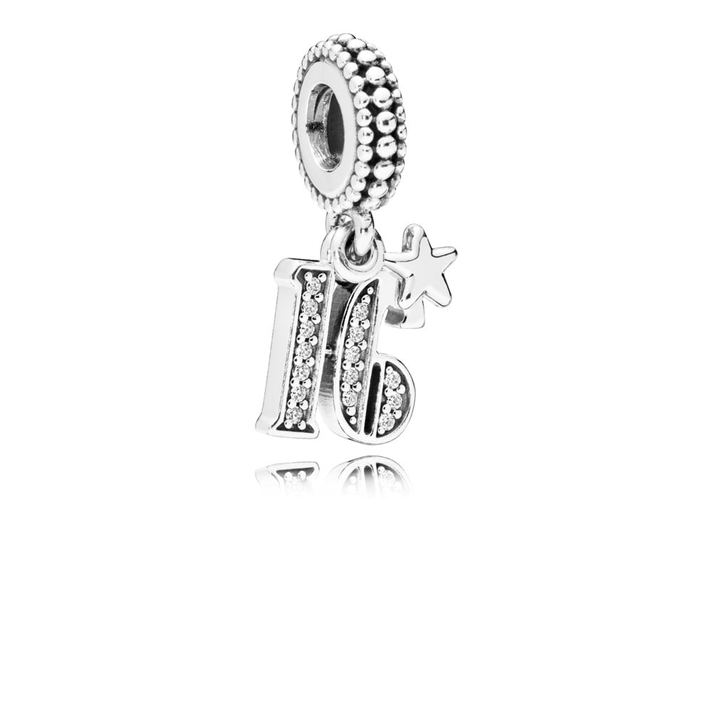 Pandora 16 Years of Love, Clear CZ silver dangle w/clear CZ Charm ...