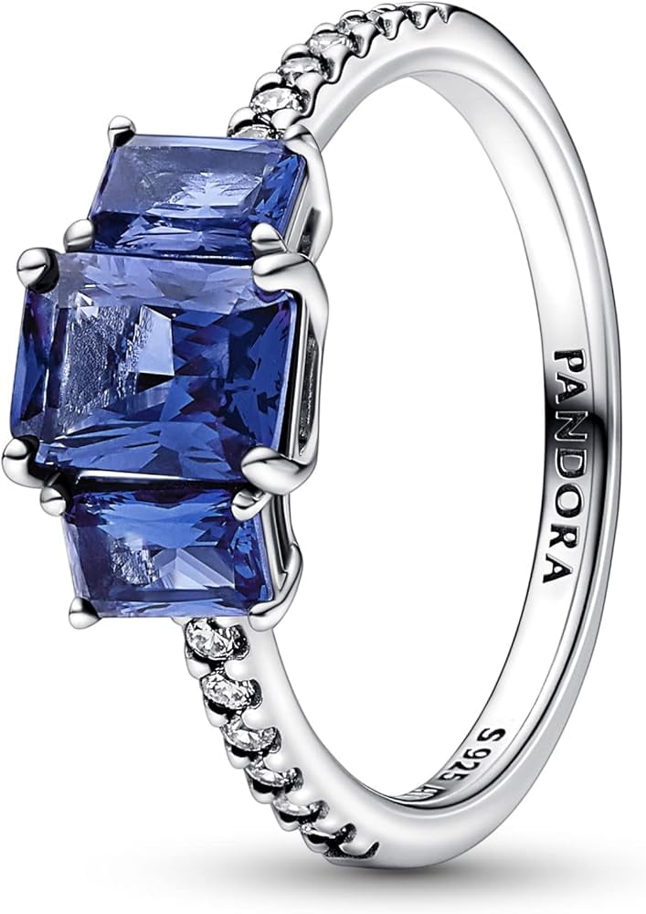 Pandora Blue Rectangular Three Stone Sparkling Ring - Walmart.com