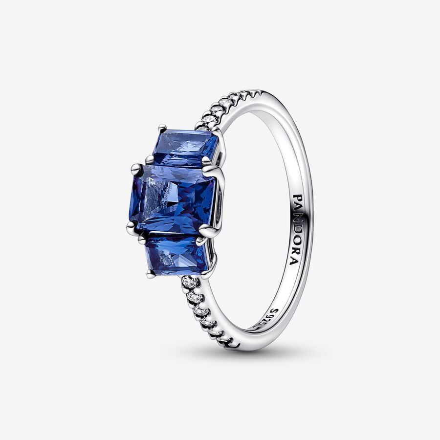 Pandora Blue Rectangular Three Stone Sparkling Ring - Walmart.com