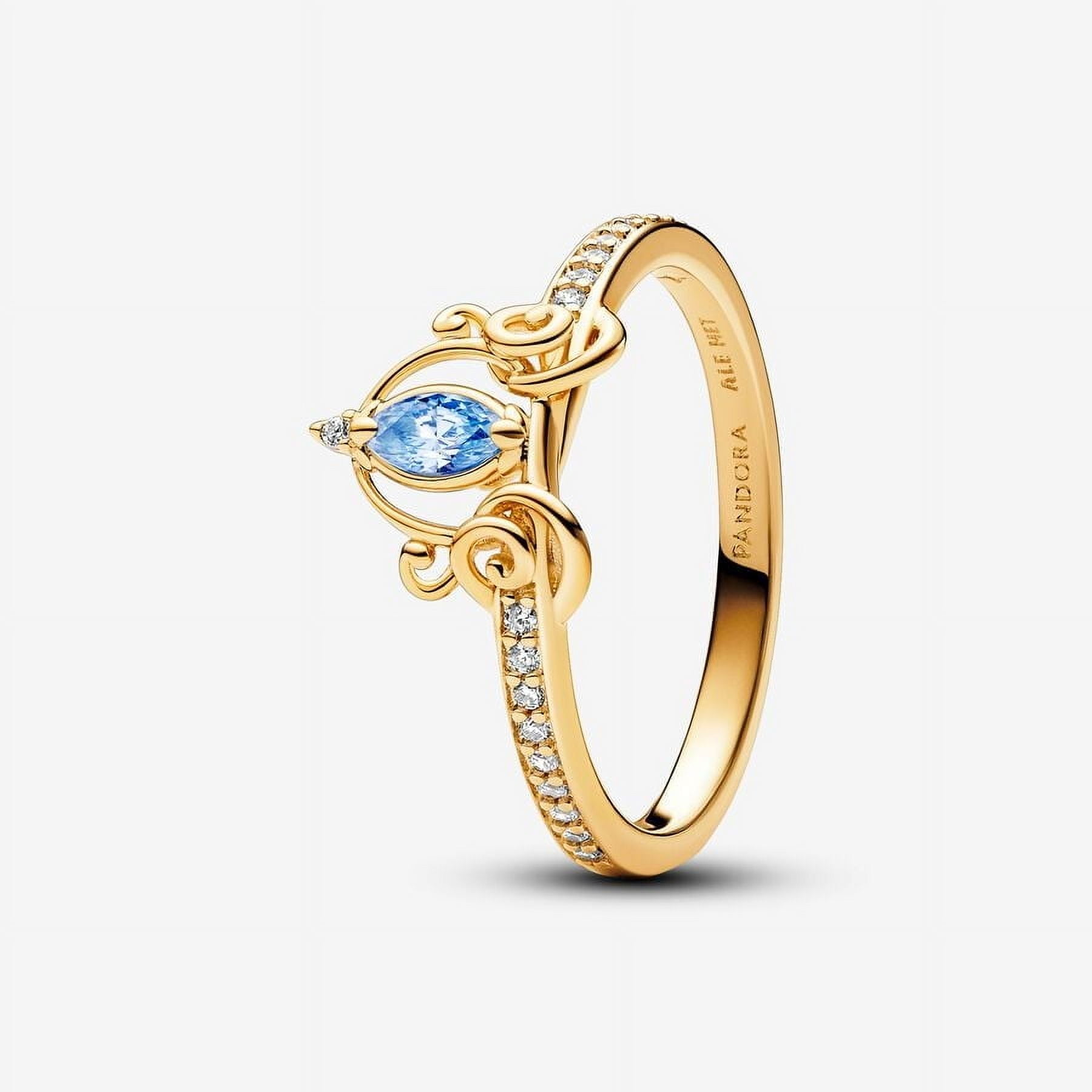 PANDORA Disney Cinderella's Carriage Ring, Blue Zirconia, 14k Gold ...