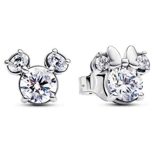 Pandora Disney Mickey and Minnie silhouette sterling silver stud ...