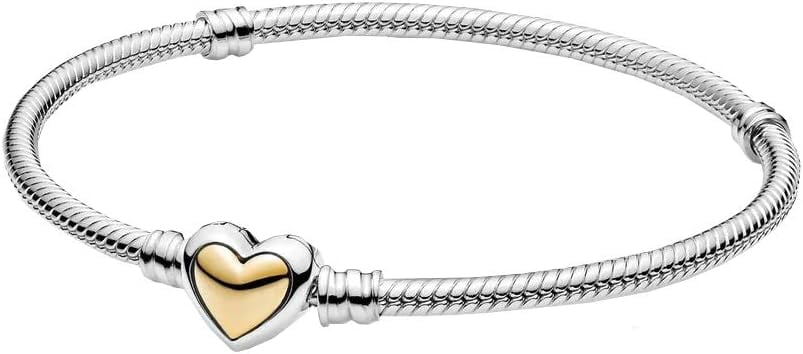 Pandora Domed Golden Heart Clasp Snake Chain Bracelet - Walmart.com