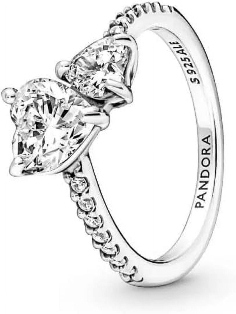 Pandora Double Heart Sparkling Ring - Sterling Silver Ring for Women - Gift for Her - Sterling ...