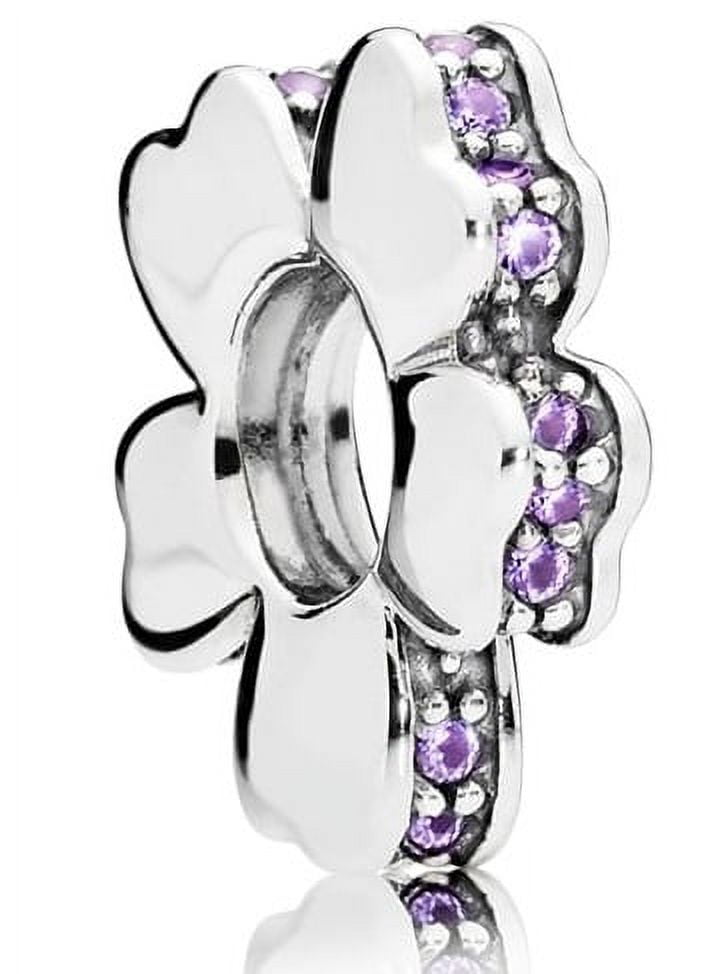 Pandora Floral spacer in sterling silver w/23 bead-set lilac crystals ...