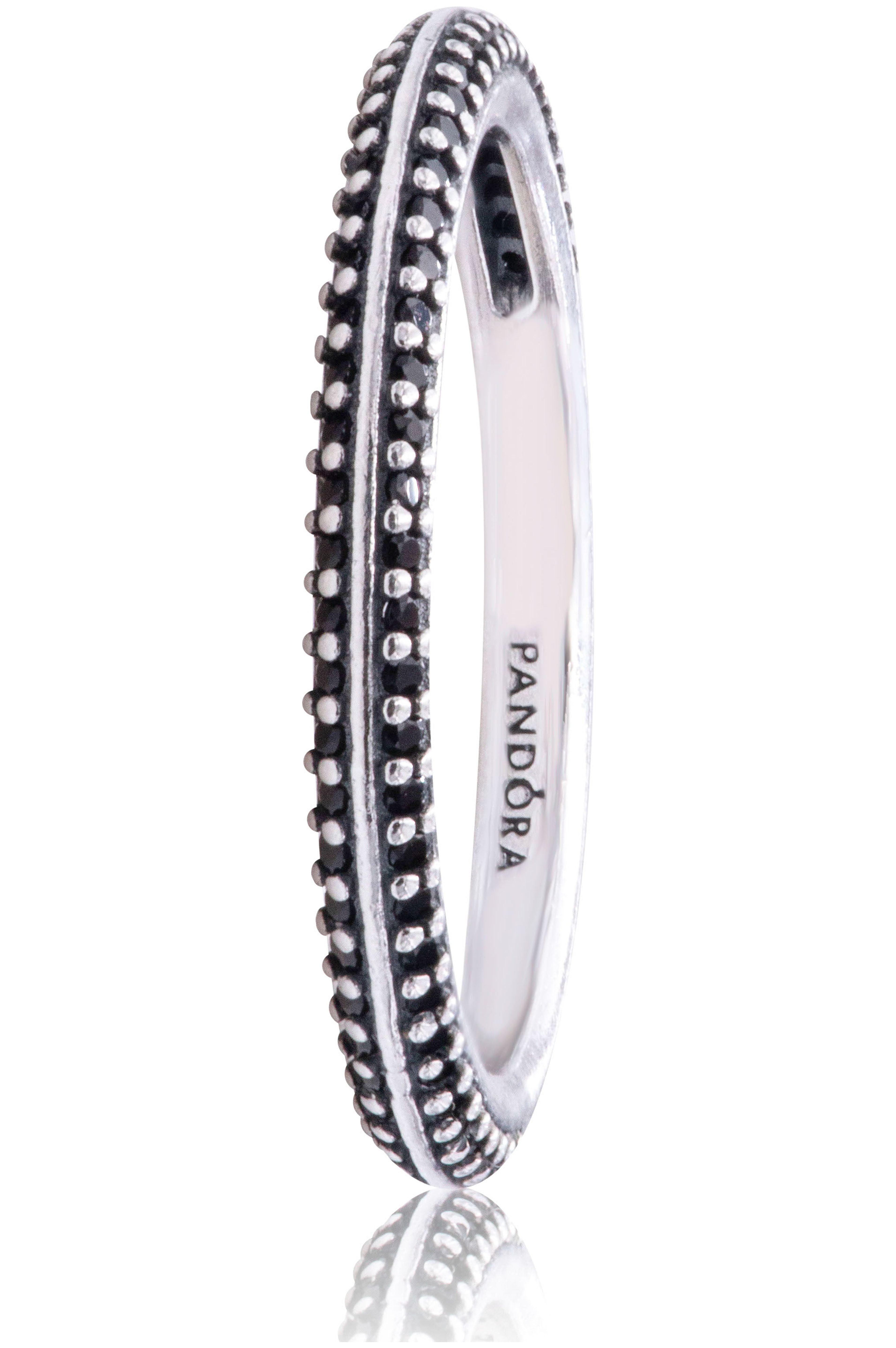 Pandora ME Pave Stackable Sterling Silver Ring with Black Crystals ...