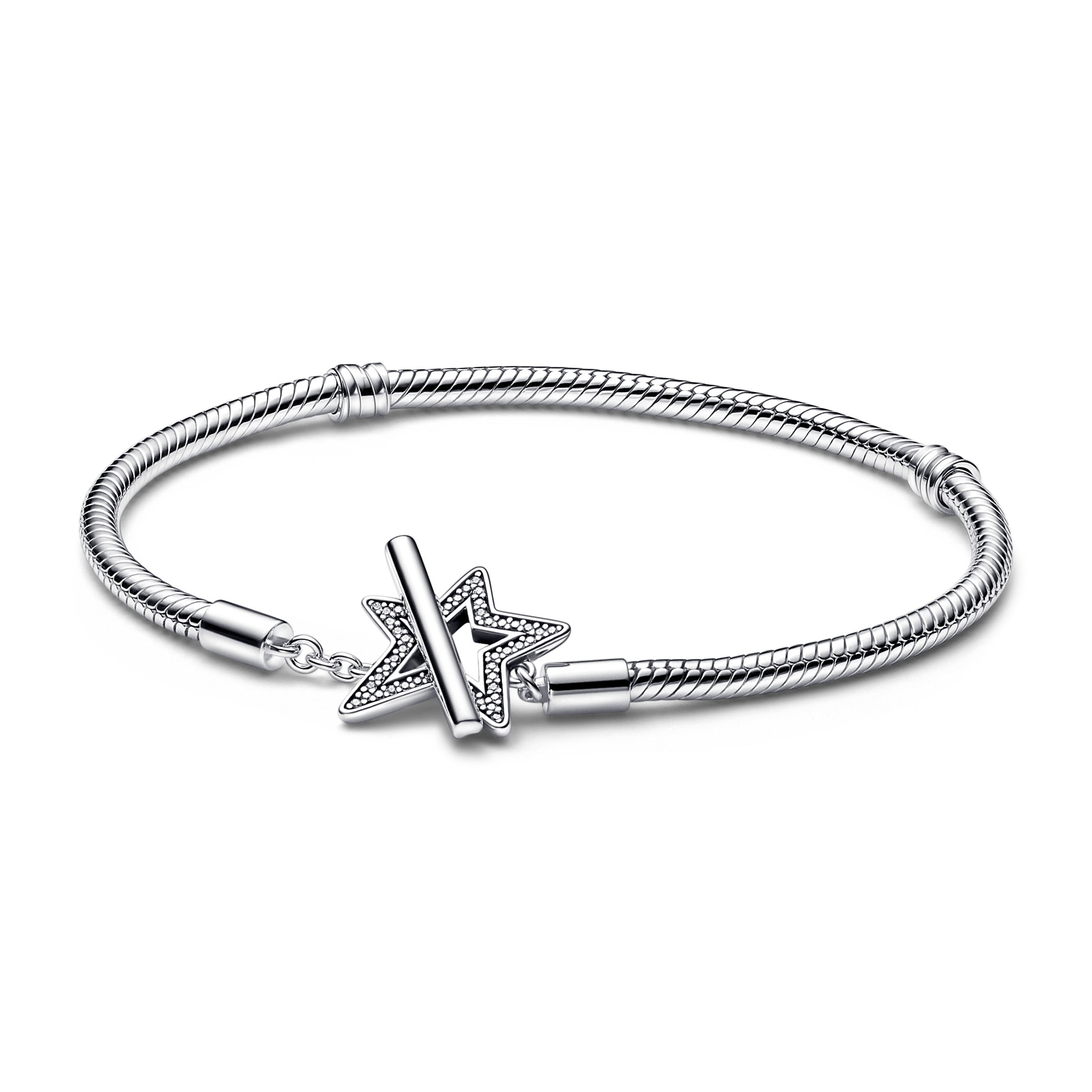 Pandora Moments Asymmetric Star T-bar Snake Chain Bracelet - Walmart.com