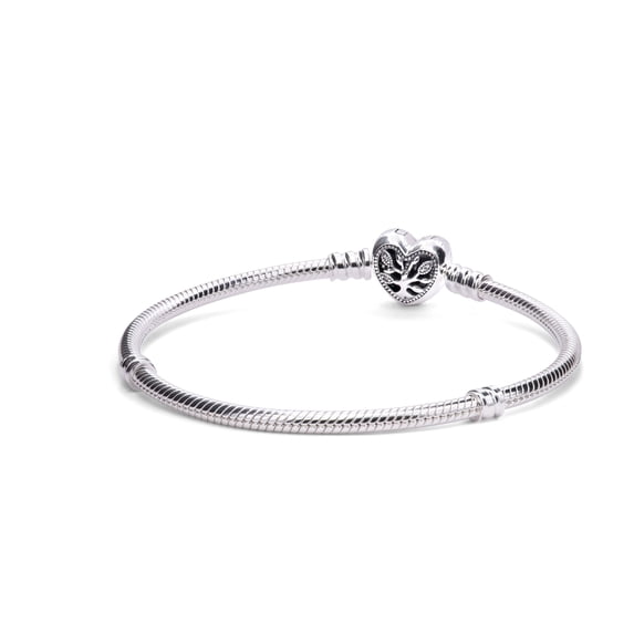 PANDORA Moments Family Tree Heart Clasp Bracelet, Snake Chain, Cubic ...
