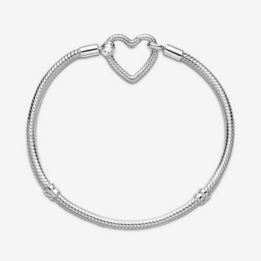 Pandora Authentic Real Sterling Silver Snake Chain Charm Bangle ...