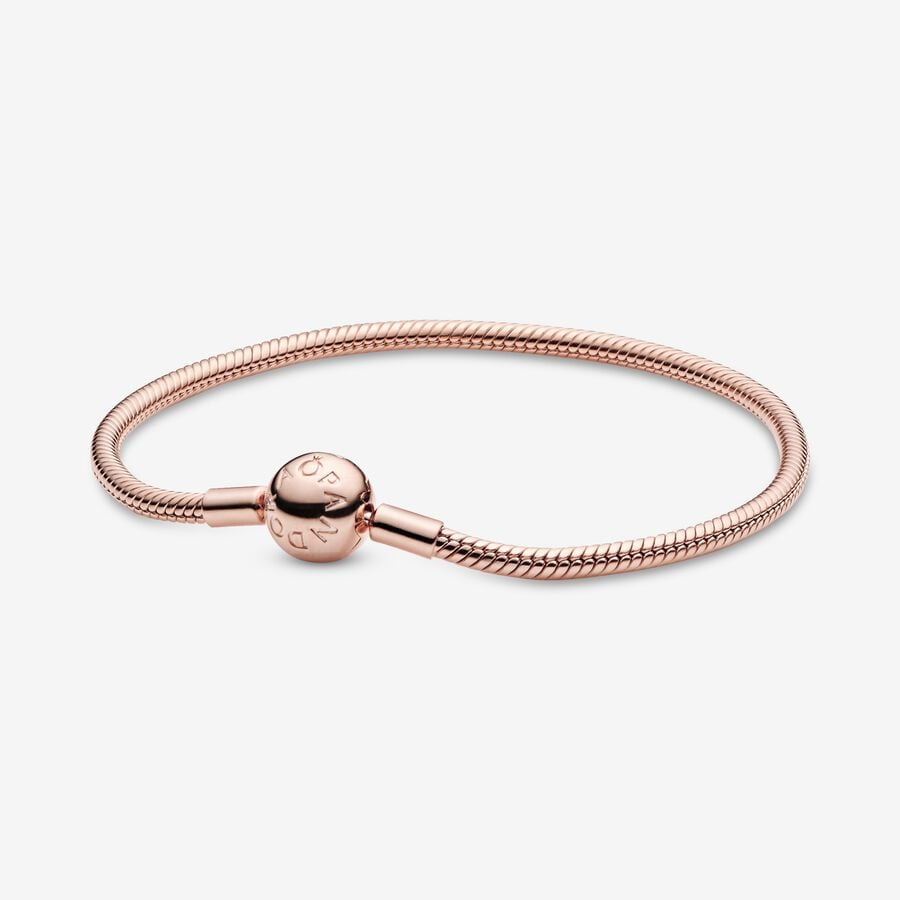 Pandora Moments Snake Chain Bracelet Rose Gold With Gift Box (7.9in ...
