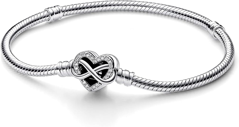 Pandora Moments Sparkling Infinity Heart Clasp Snake Chain Bracelet ...