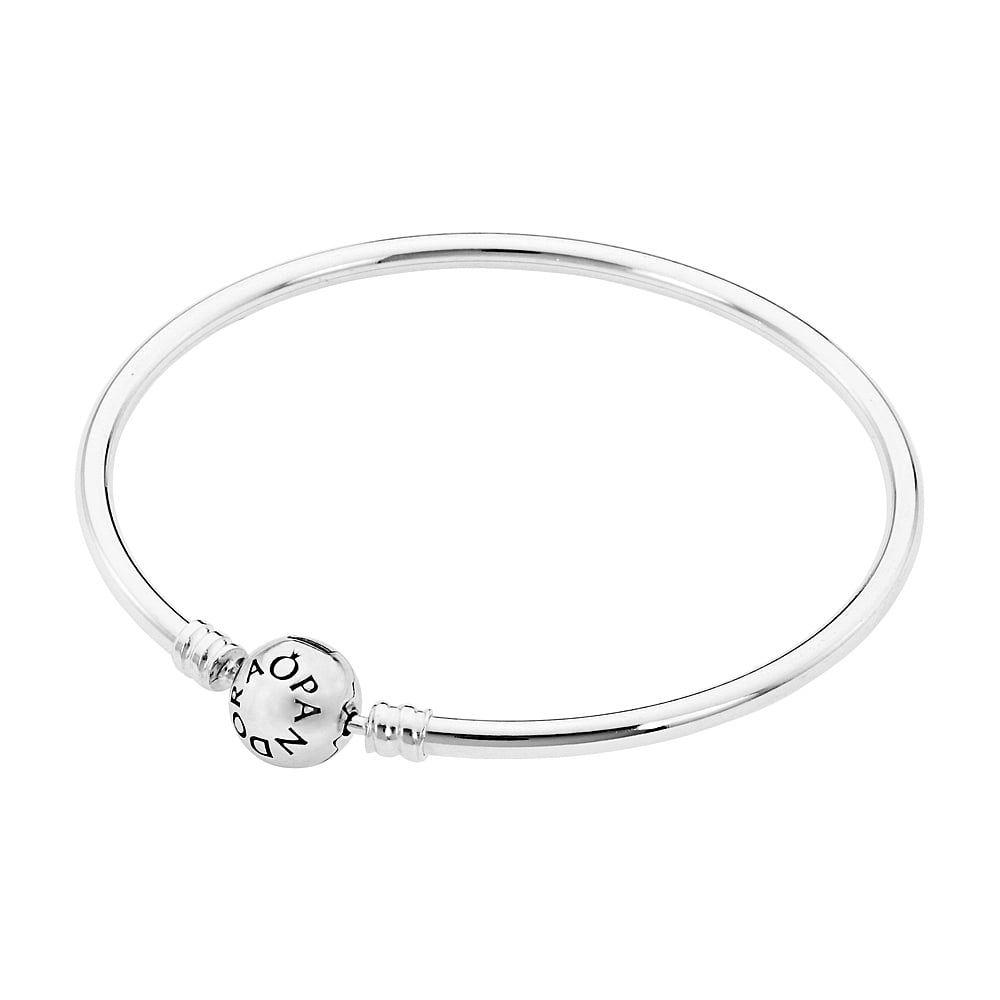 PANDORA Sterling Silver Charm Bangle Bracelet, Round Clasp, 19cm ...