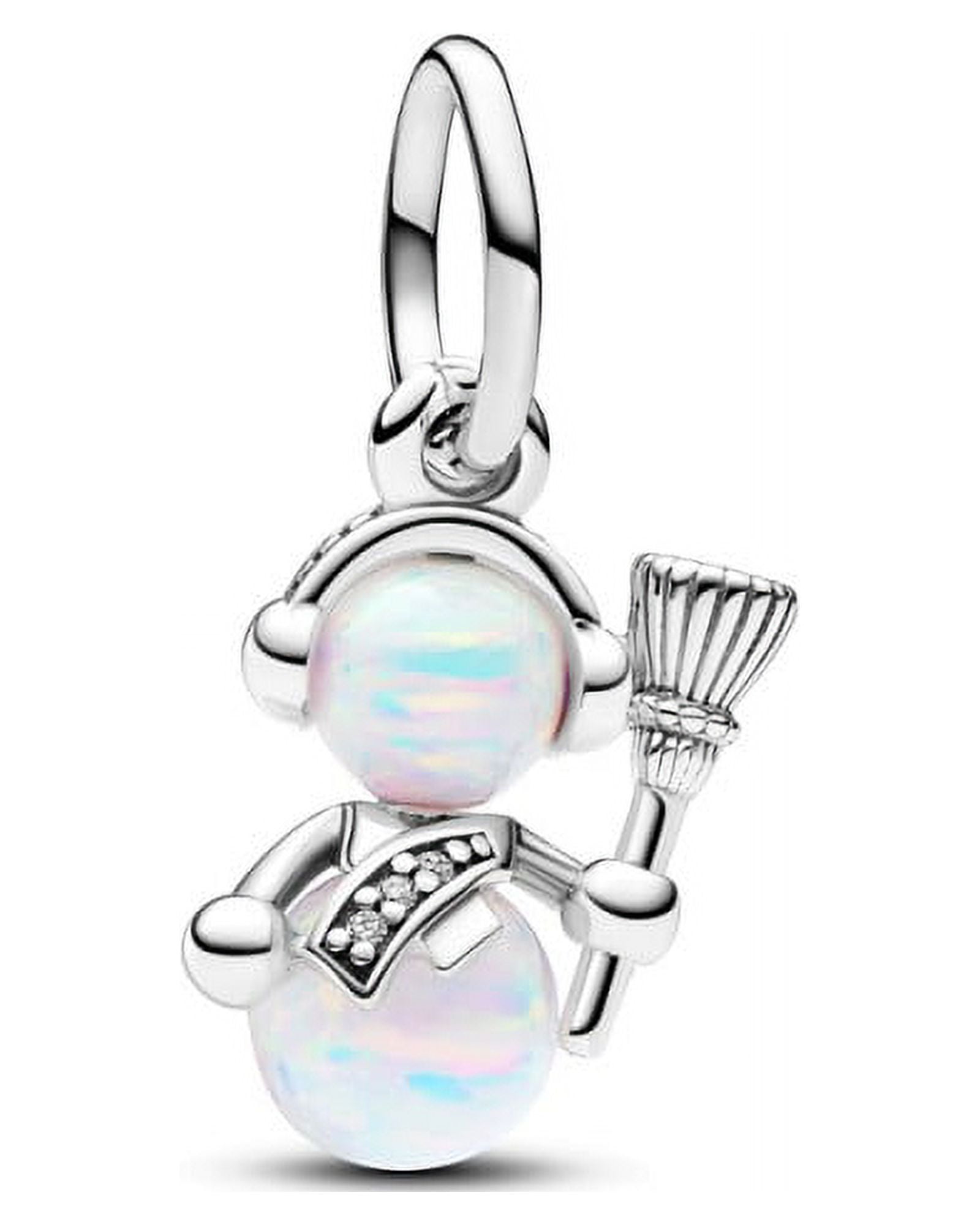 Pandora Snowman Sterling Silver Dangle with White Lab-Created Opal and ...