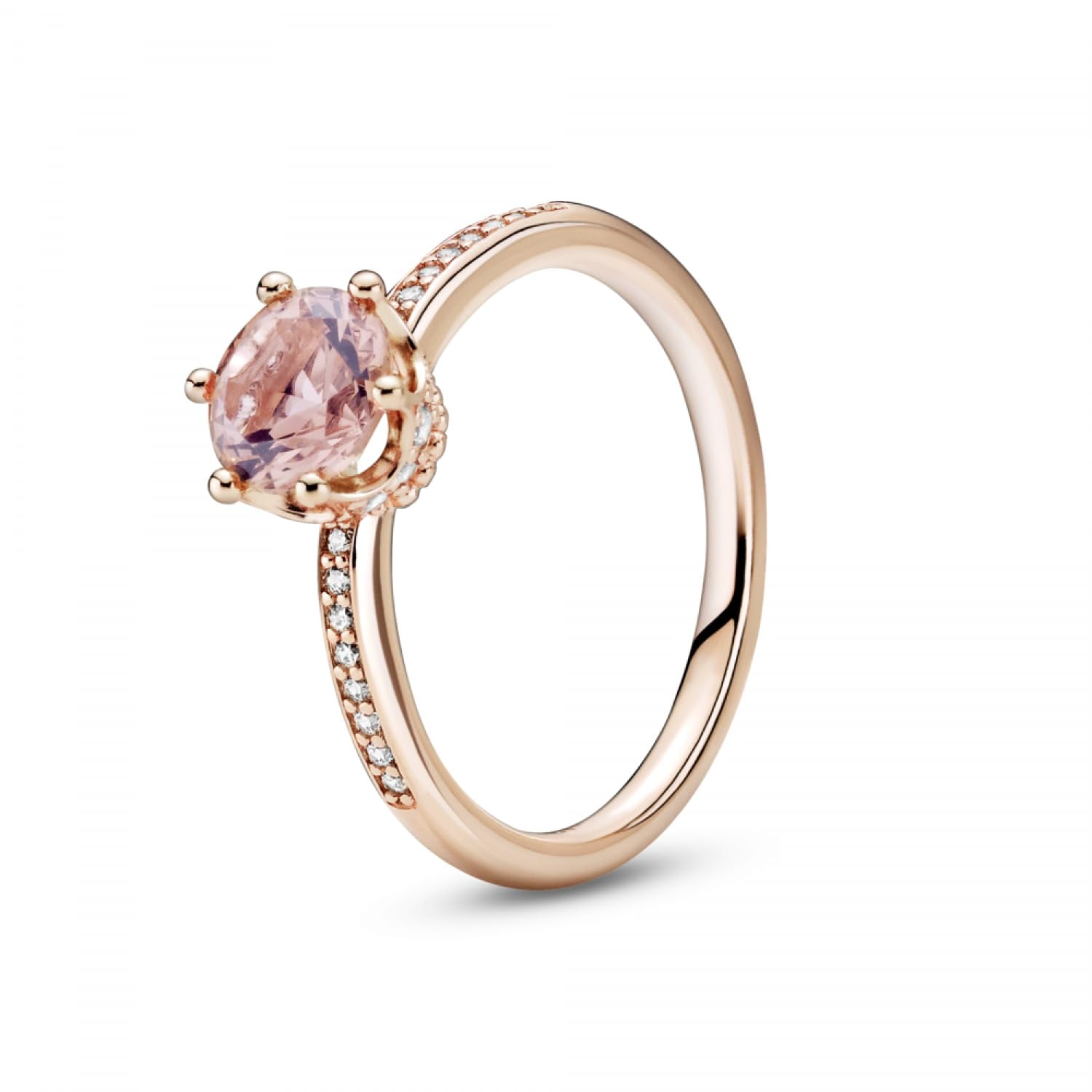 Pandora Pink Sparkling Crown Solitaire Ring - Rose Gold Ring for Women ...