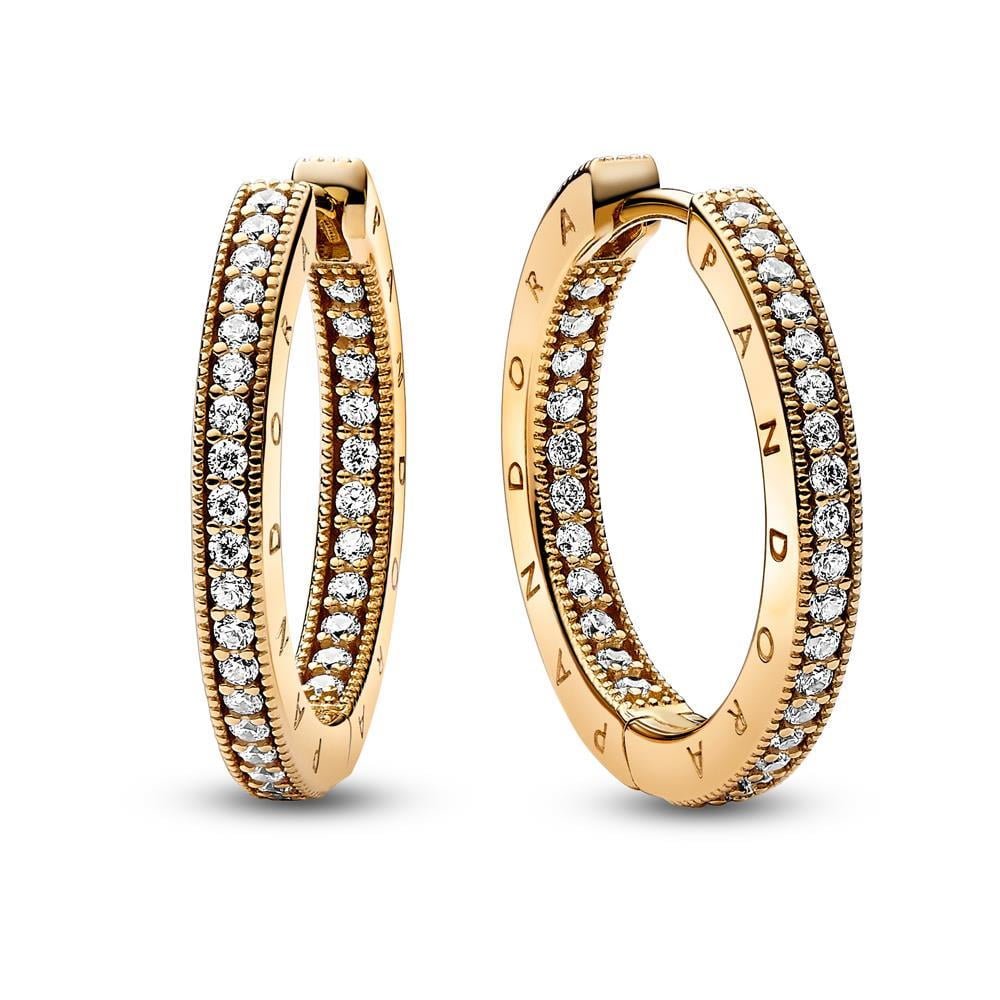 Pandora Signature Logo & Pave Hoop Earrings - Walmart.com