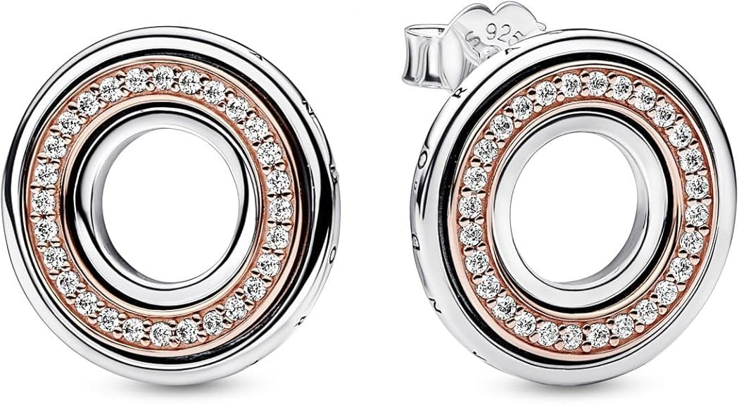Pandora Signature Two tone Logo & Pave Stud Earrings - Walmart Business ...