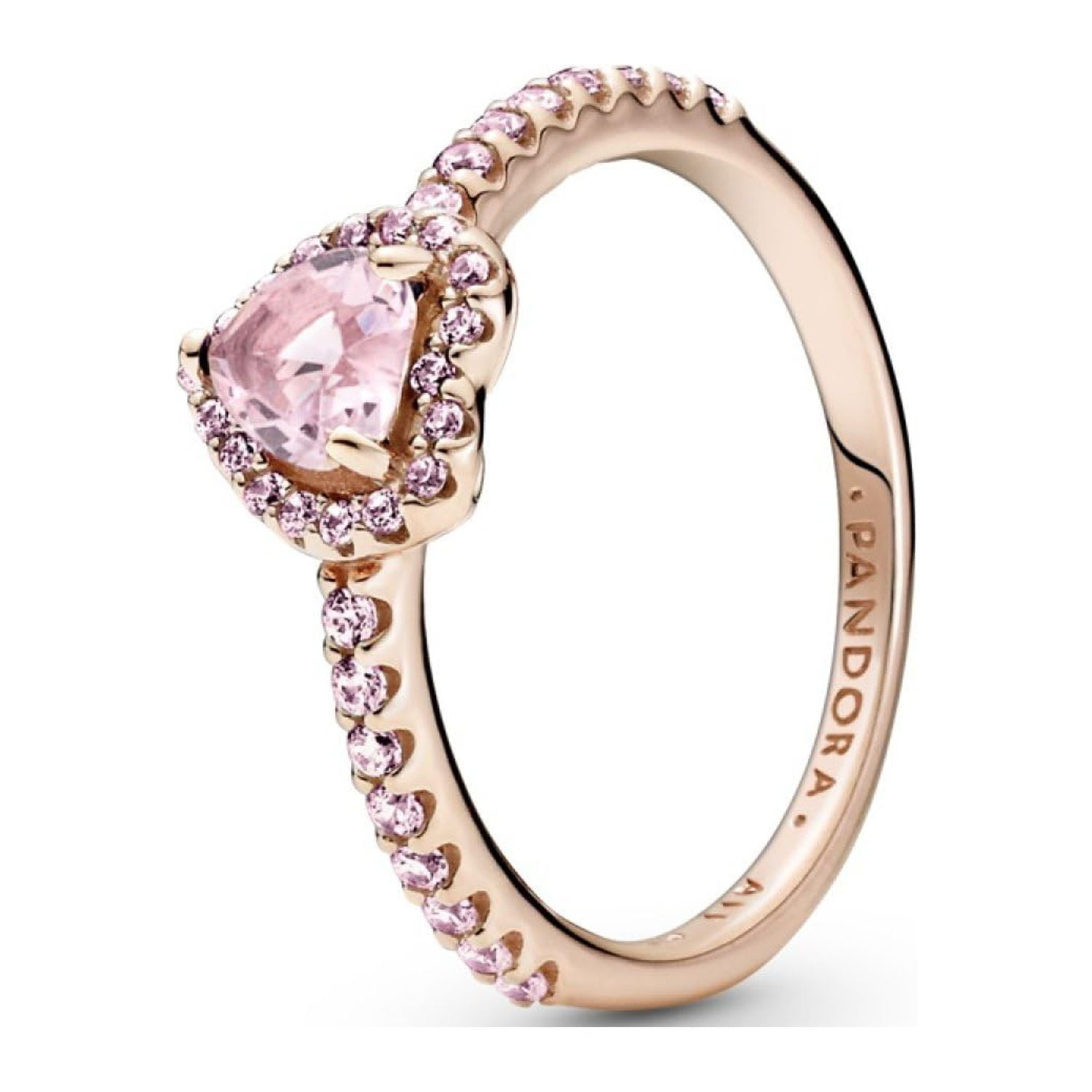PANDORA Sparkling Elevated Heart Ring Size 8.5 - Rose Gold Ring for ...