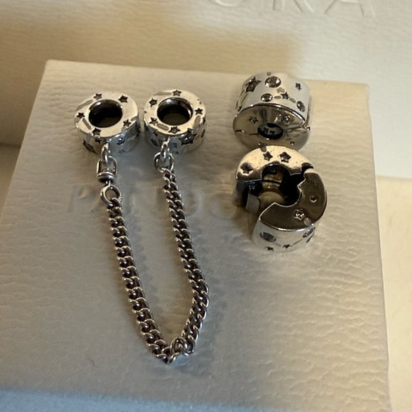 Pandora Stars & Galaxy Clip Charms and Safety Chain Set- NEW - Walmart.com
