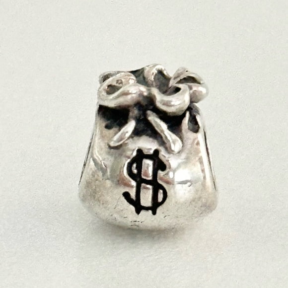 Pandora Sterling Silver Lucky Money Bag Rare Retired Bead Charm ...