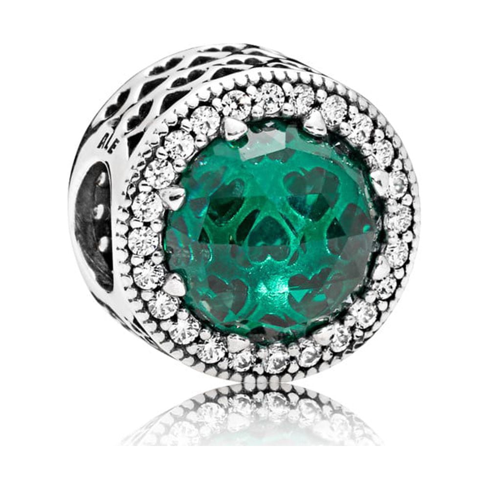 Pandora Sterling Silver Radiant Hearts Charm, Sea Green Crystals, Cubic ...